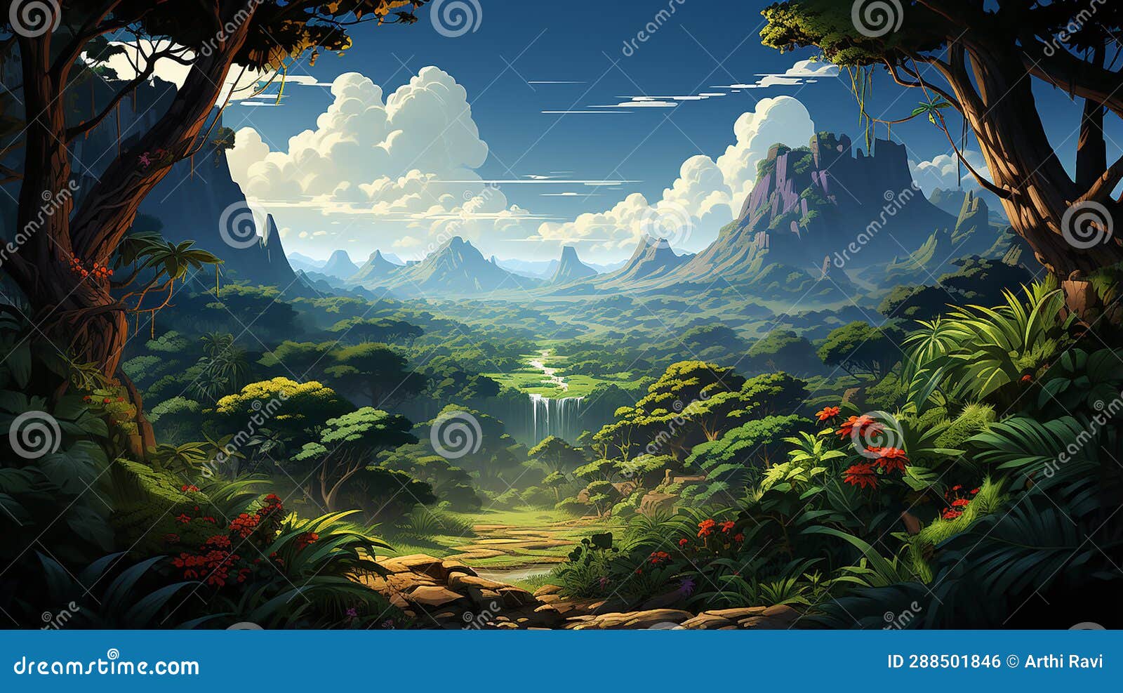 Vector Illustration of Amazon Jungle Stock Illustration - Illustration ...