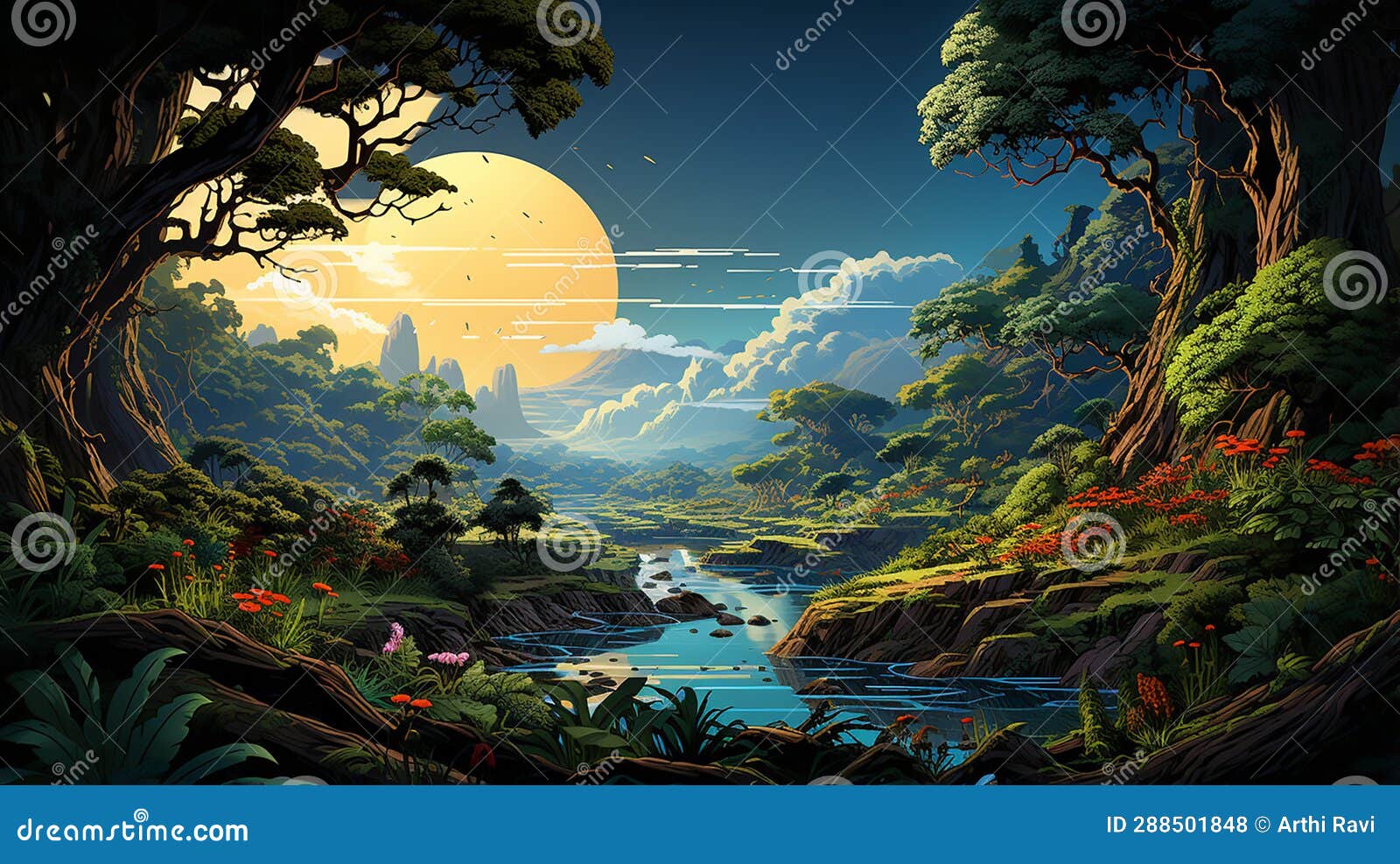 Vector Illustration of Amazon Jungle Stock Illustration - Illustration ...
