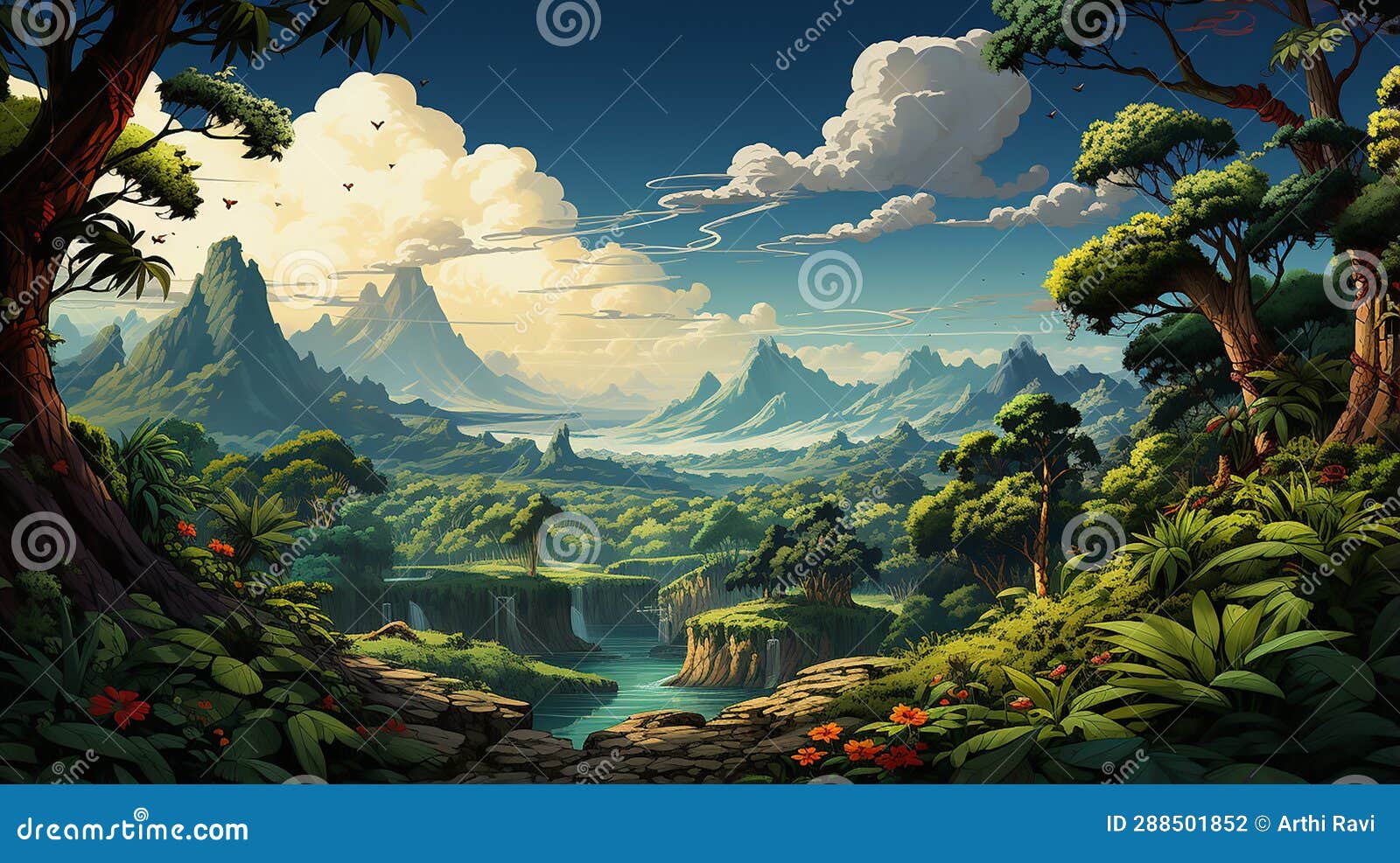 Vector Illustration of Amazon Jungle Stock Illustration - Illustration ...