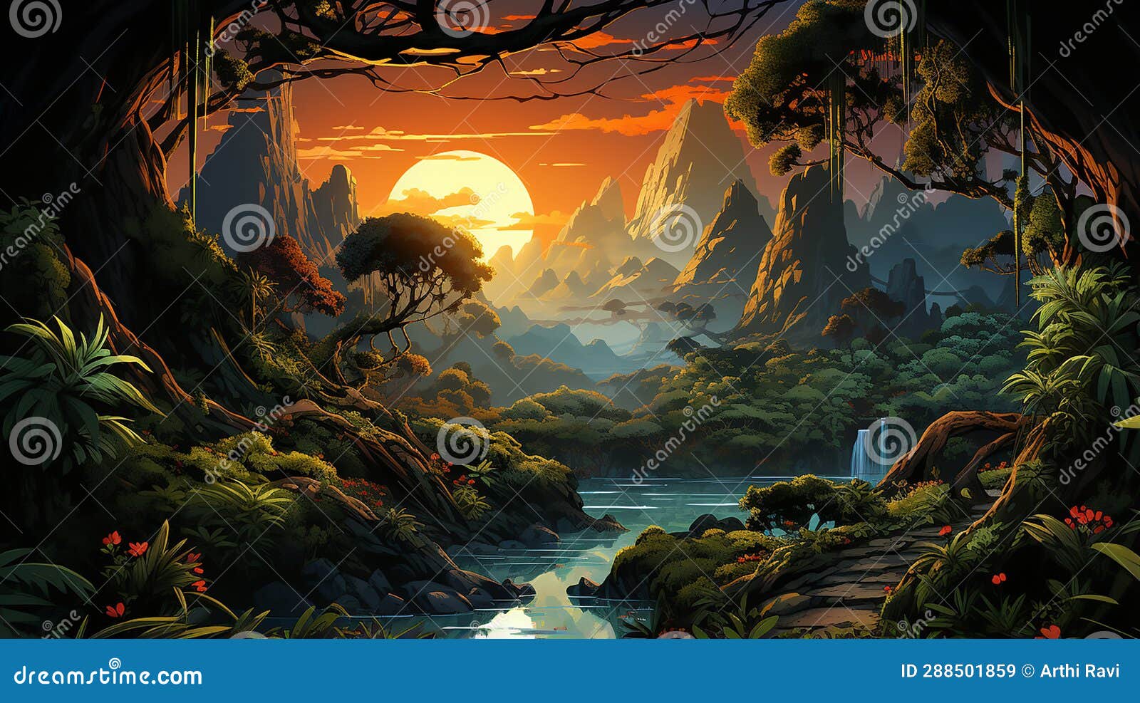 Vector Illustration of Amazon Jungle Stock Illustration - Illustration ...