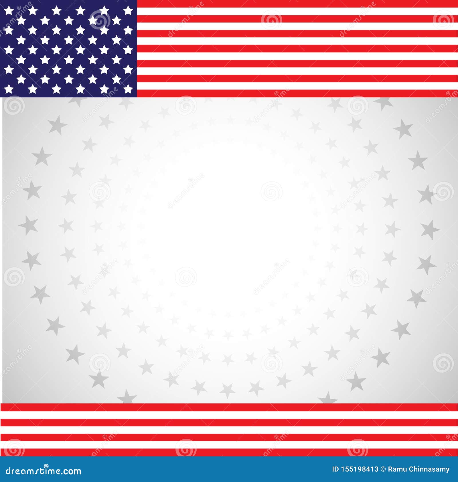Patriotic Frame Border With Stars And Red Rays Vector Illustration ...