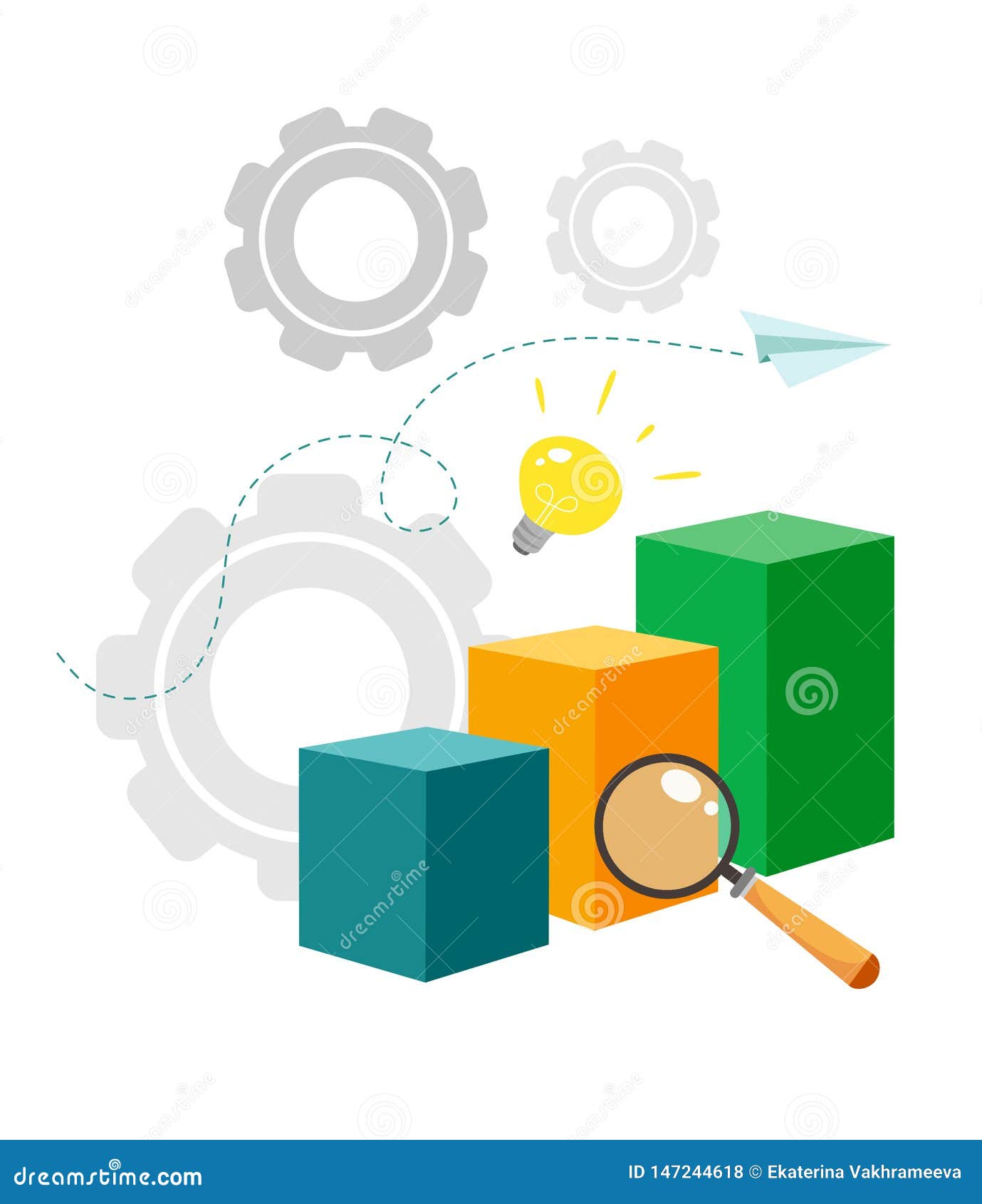 Vector Illustration of Analytics and Data Management Concept. White ...