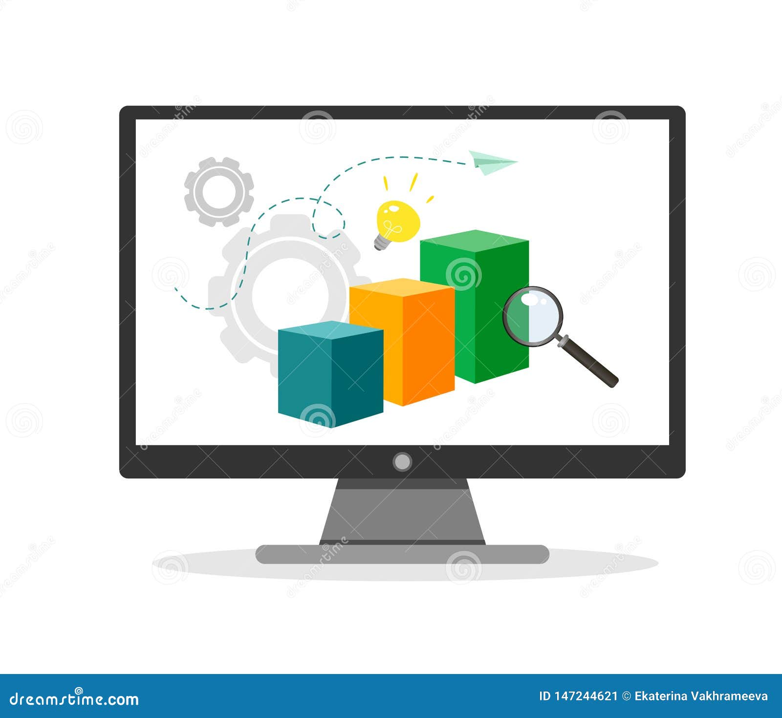 Vector Illustration of Analytics and Data Management Concept. White ...