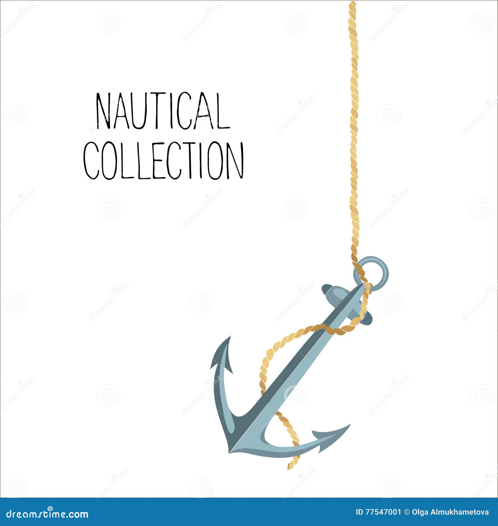 Vector Illustration of Anchor and Rope Stock Vector - Illustration of ...