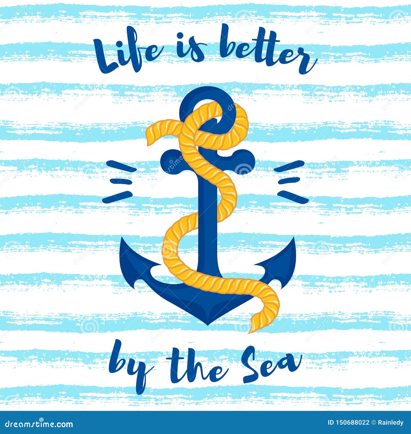 Vector Illustration With Anchor On A Striped Background | CartoonDealer ...