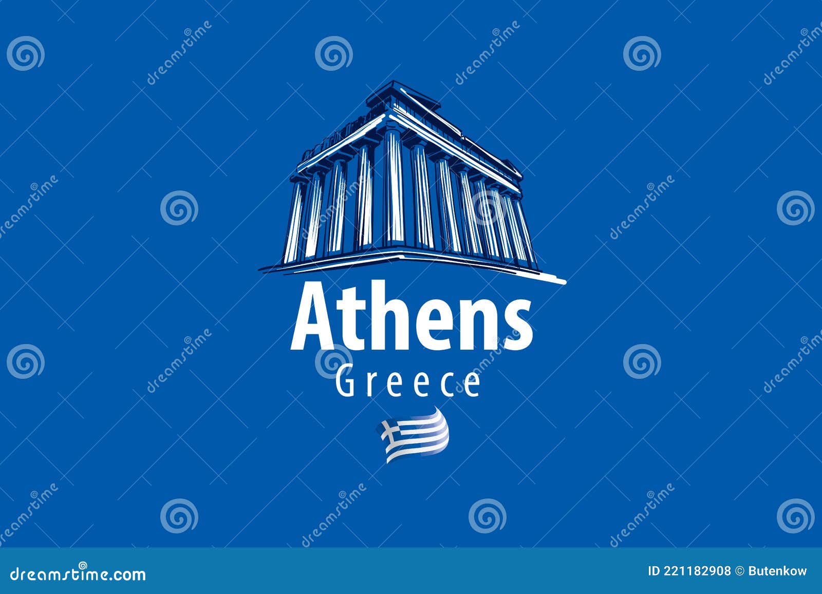 Vector Illustration of an Ancient Greek Building in Athens Greece Stock ...