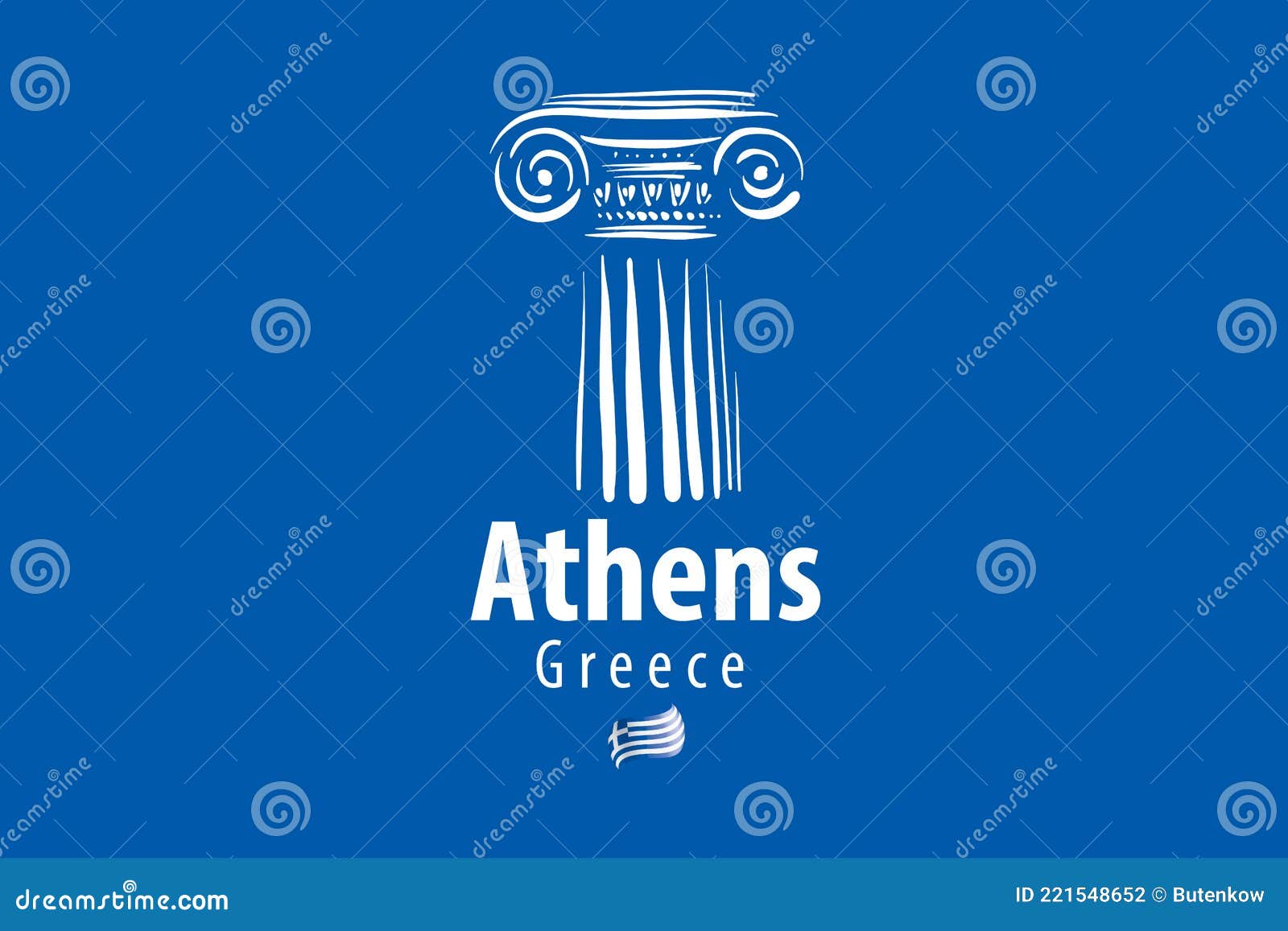 Vector Illustration of an Ancient Greek Column in Athens Greece Stock ...