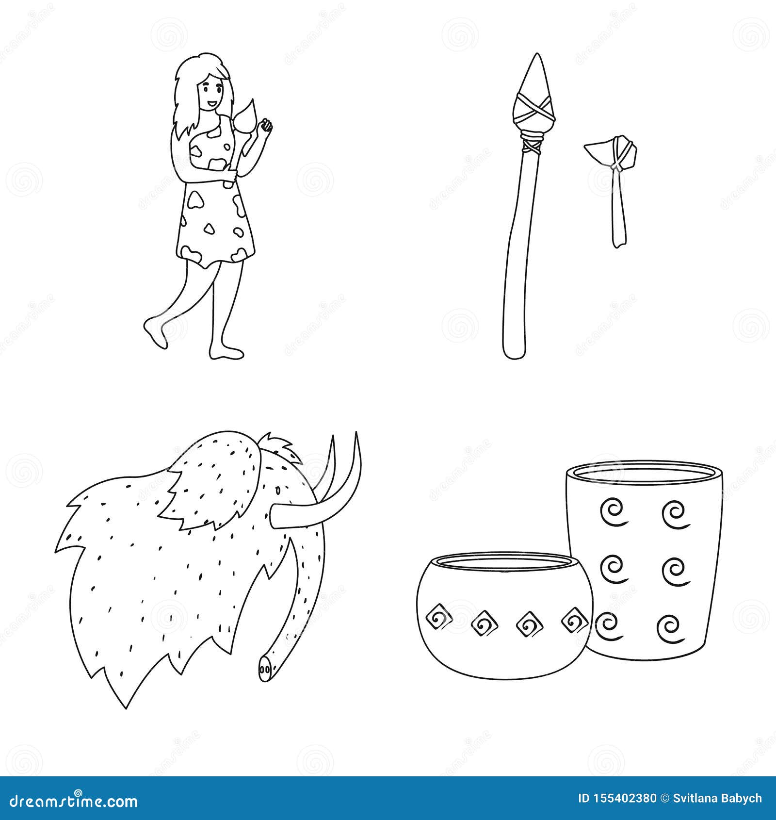 Vector Illustration of Ancient and Primitive Logo. Set of Ancient and ...