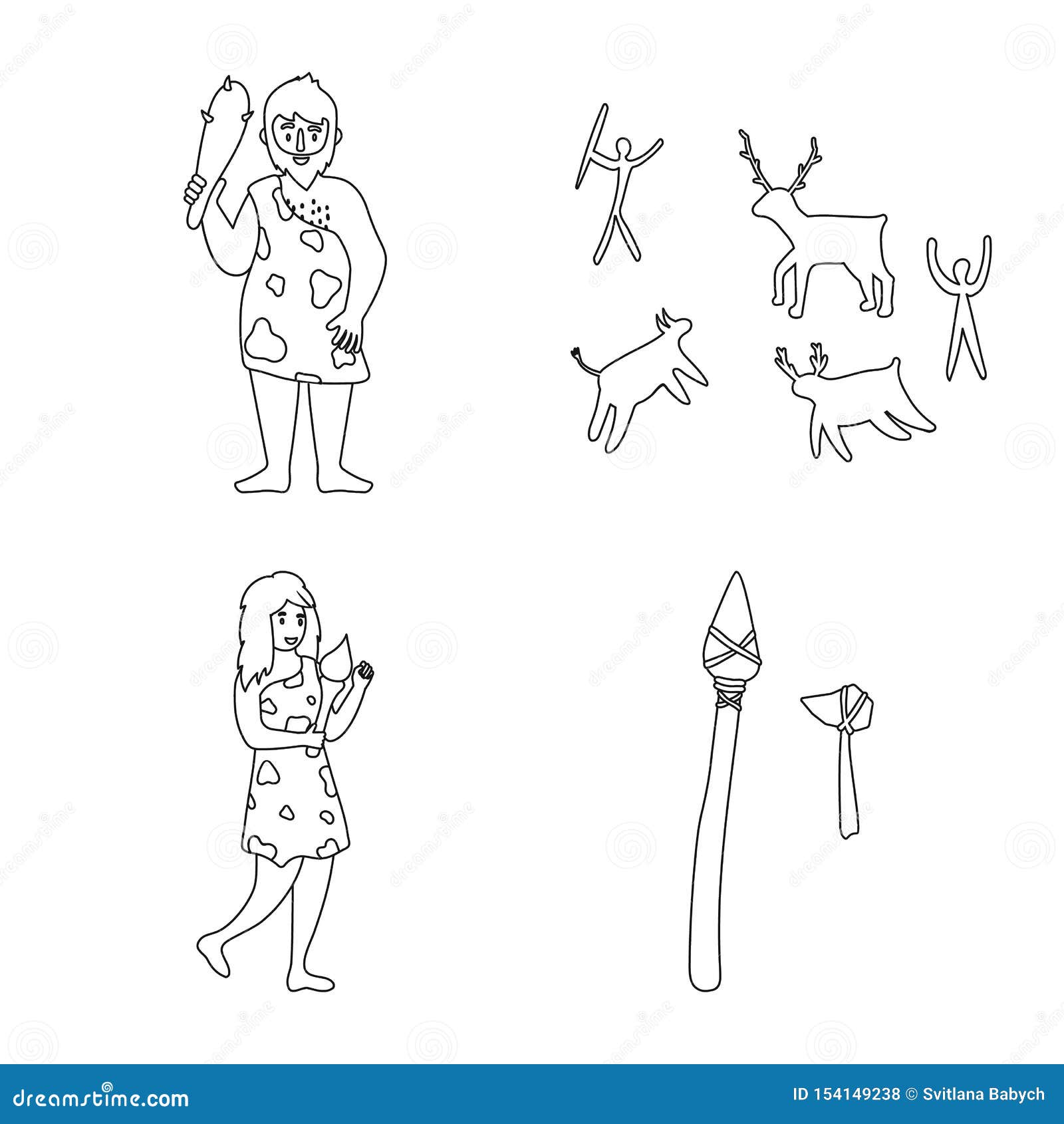 Vector Illustration of Ancient and Primitive Sign. Set of Ancient and ...