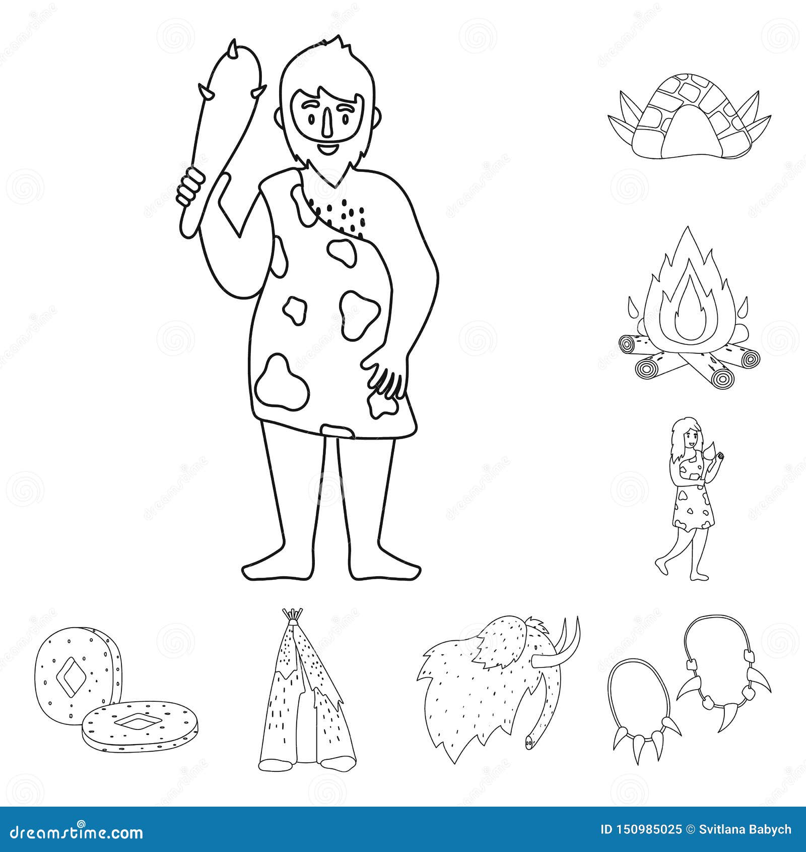 Vector Design of Ancient and Primitive Icon. Set of Ancient and Era ...