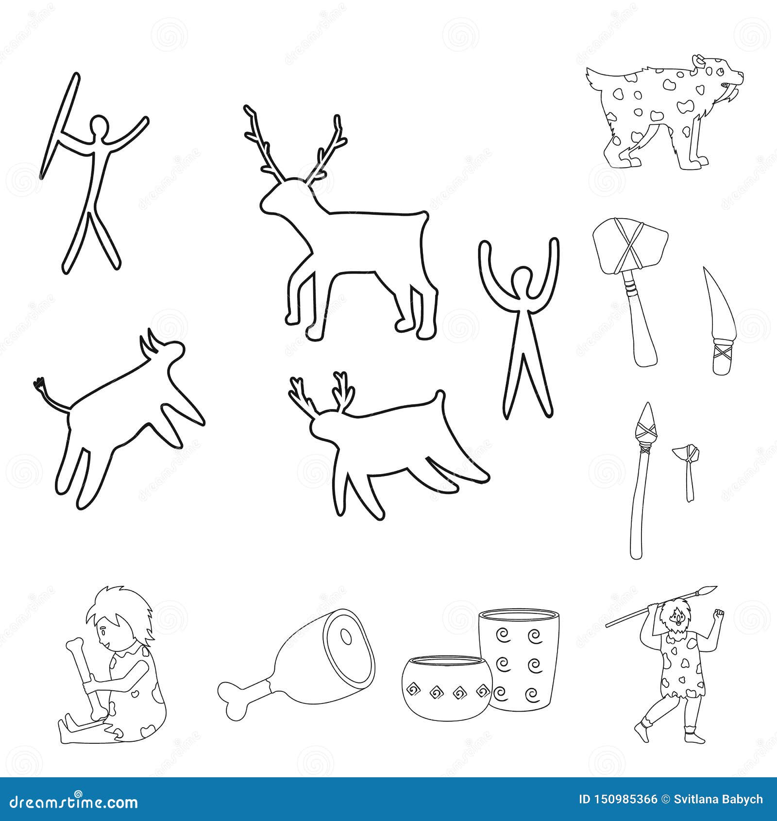 Vector Design of Ancient and Primitive Icon. Collection of Ancient and ...