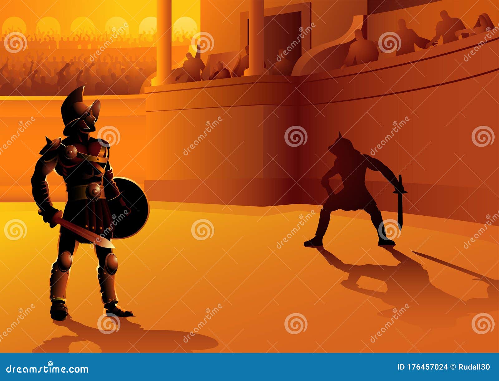 Rome Gladiators in the Arena Stock Vector - Illustration of euphoria ...