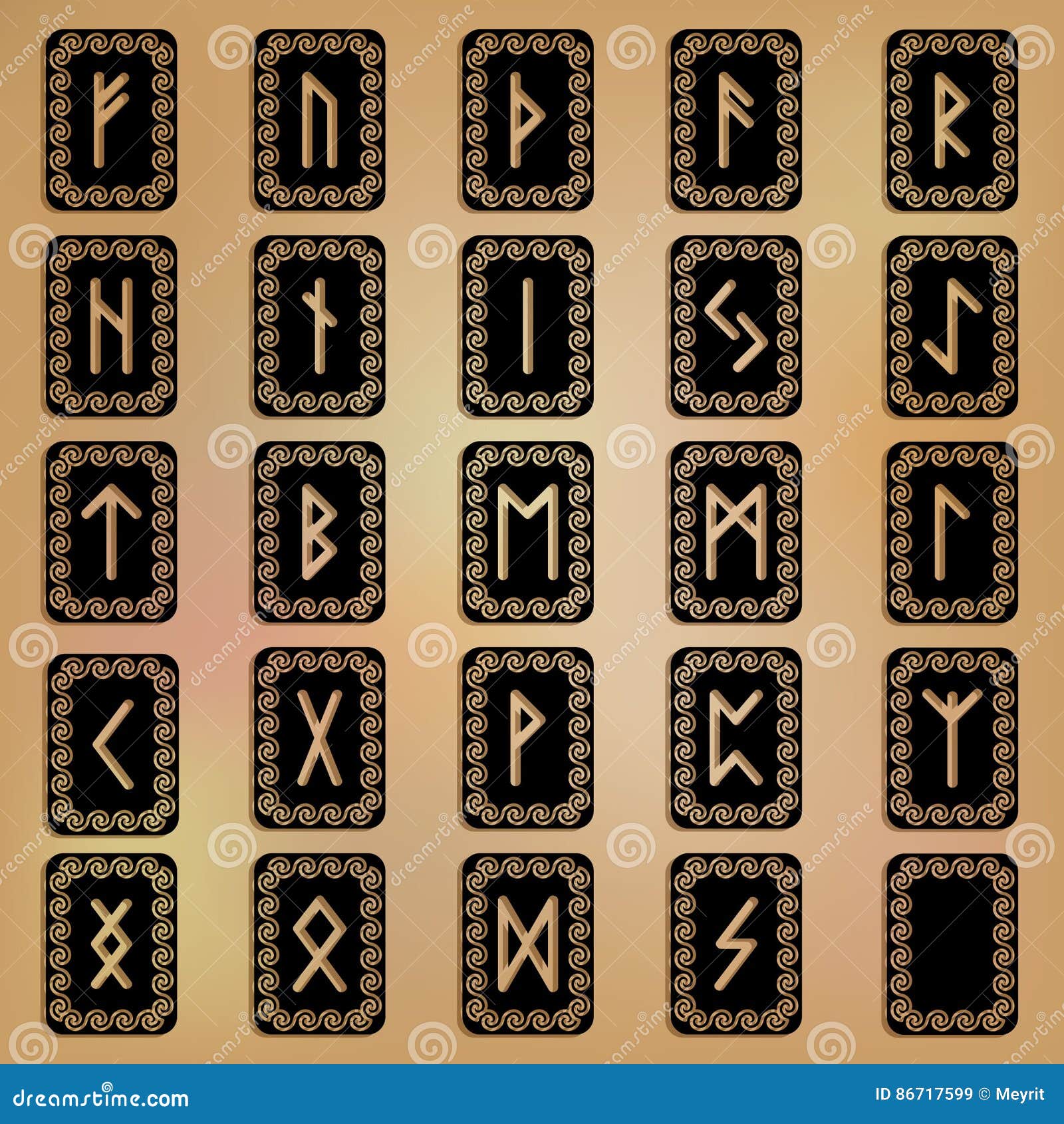 Ancient Rune Alphabet With Names Of Runes And Transliteration To Latin ...