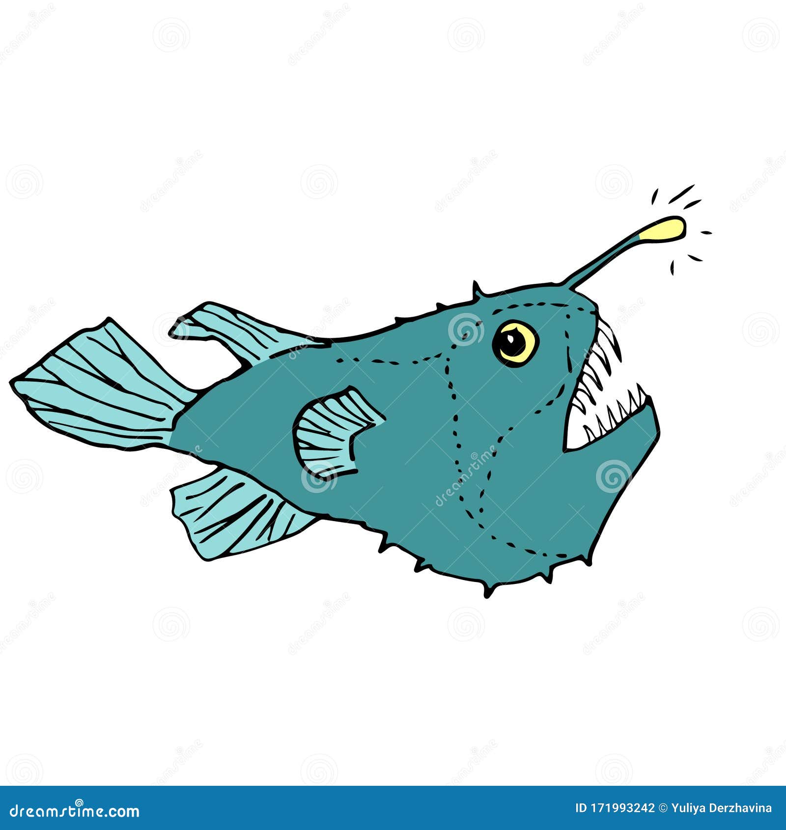 Vector Illustration of Angler Fish Isolated on White Bacground Stock ...