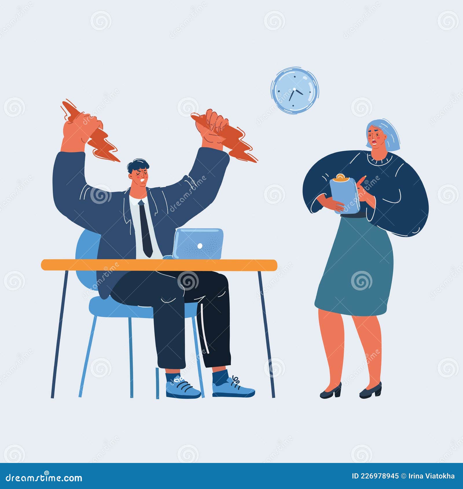 Vector Illustration of Angry Boss Shouting at His Worker with an ...