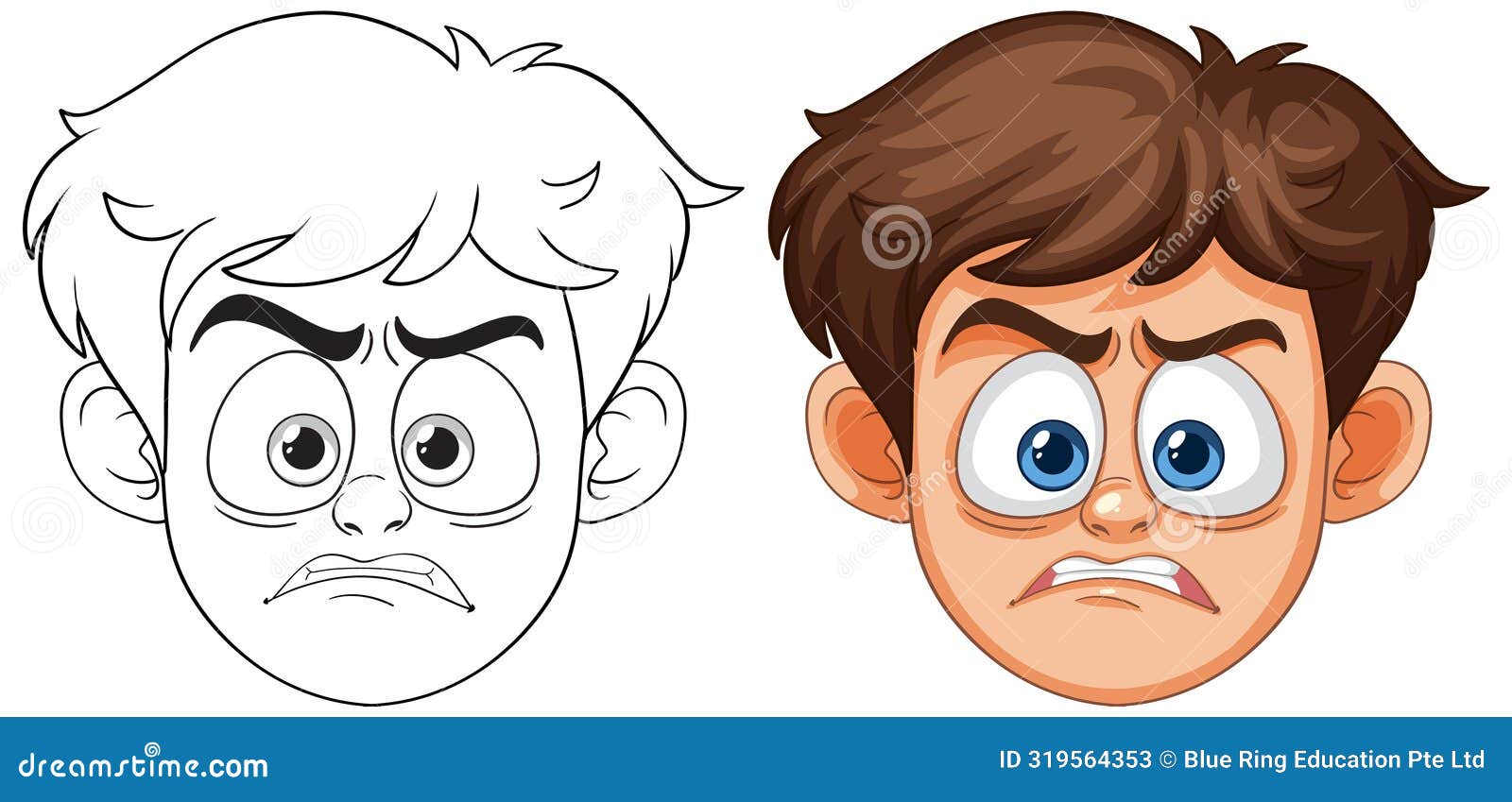An angry boy s face stock vector. Illustration of ears - 319564353