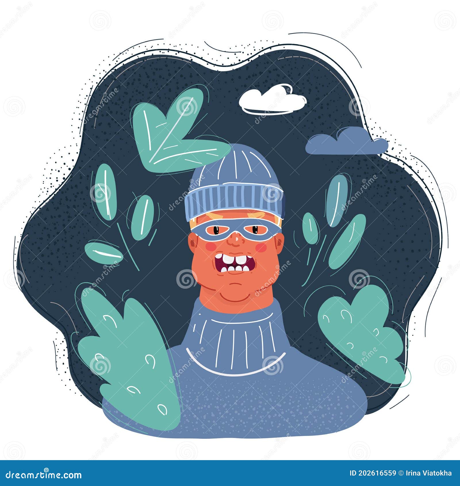 Angry Robber Character With Red Face Under Mask And Steam Coming Out Of ...