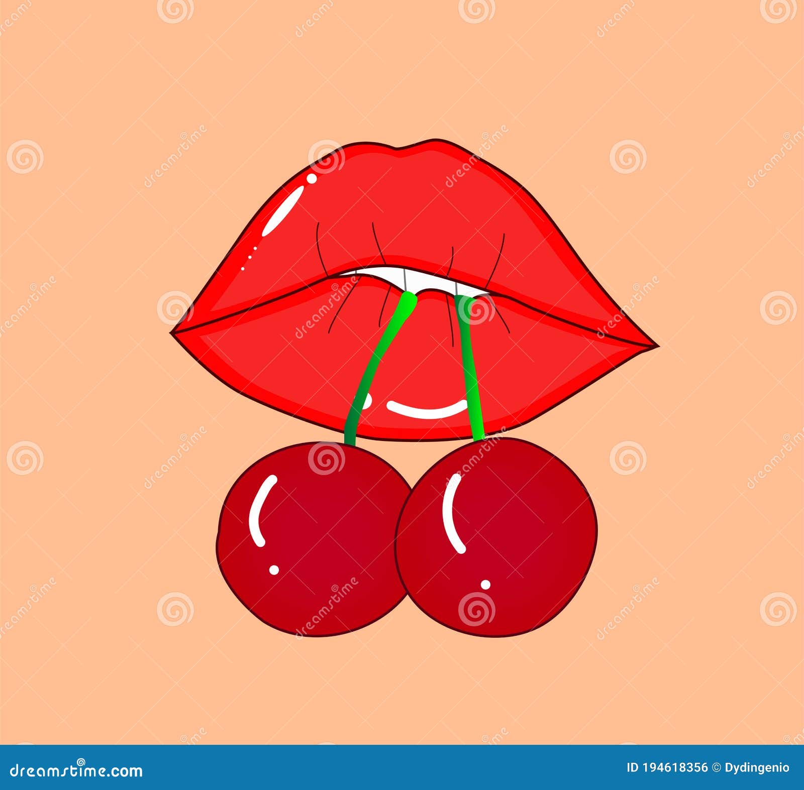 Vector Illustration of Animated Red Lips Stock Vector - Illustration of ...
