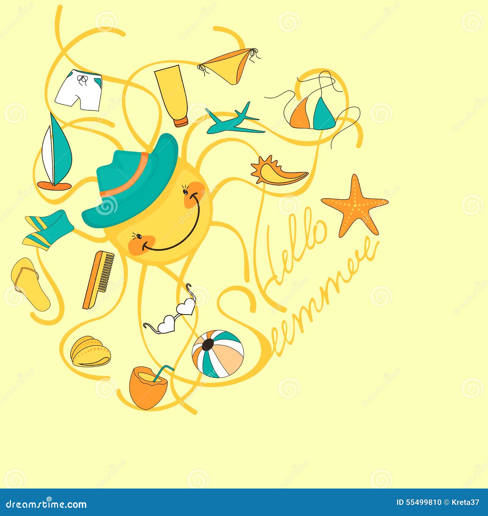 Vector Illustration of Animated Sun with Long Rays Stock Vector ...