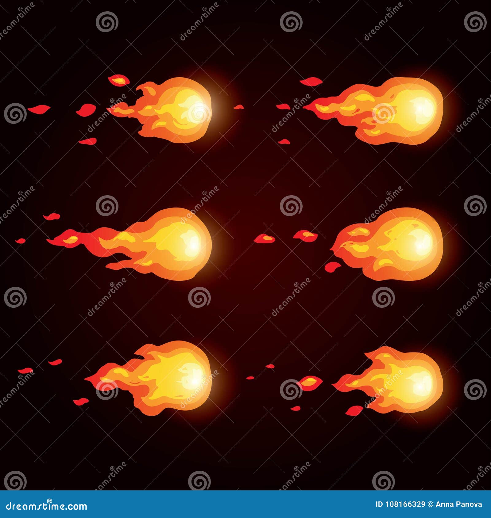 Animation Fire Ball. Animation of Fire. Sprite for Games. Stock Vector ...