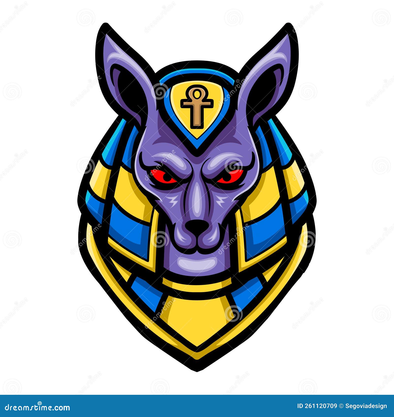 Anubis Head Vector Illustration Isolated On White Background ...