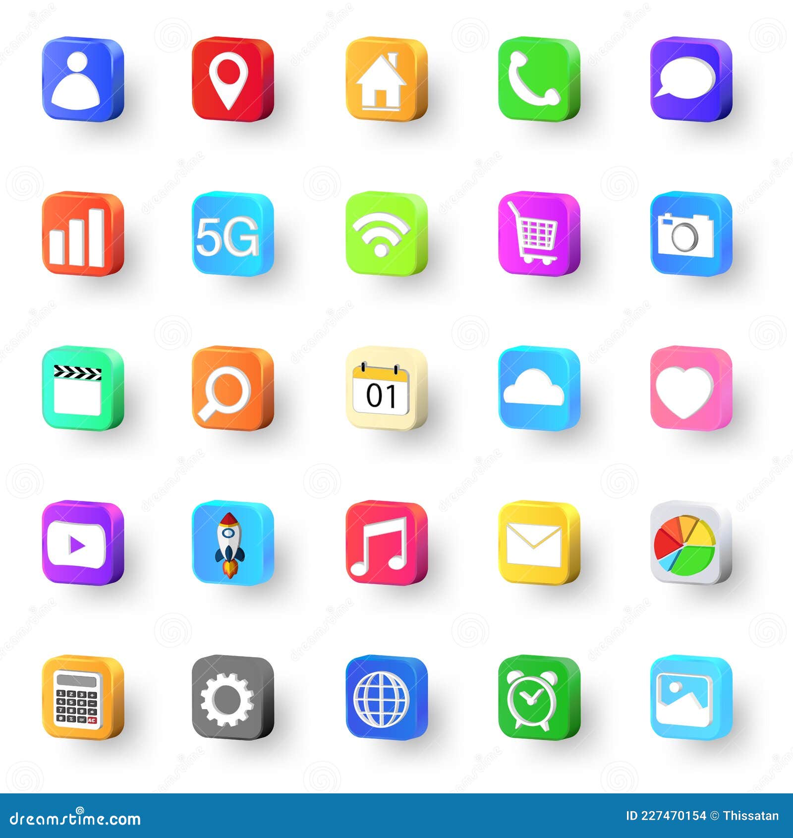 Vector Illustration of App Icon Set. Mobile Application Set Stock ...