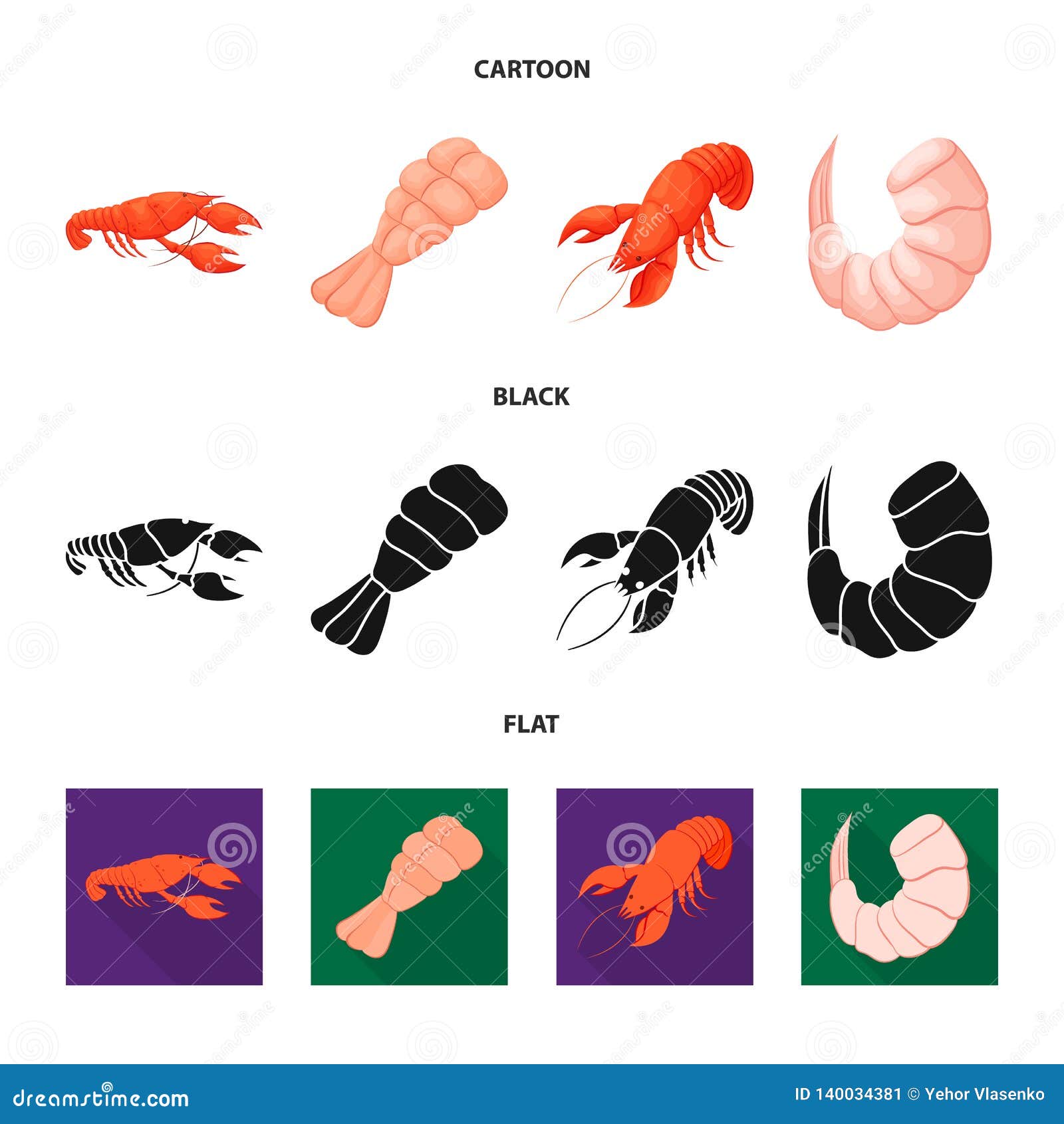 Vector Illustration of Appetizer and Ocean Icon. Set of Appetizer and ...