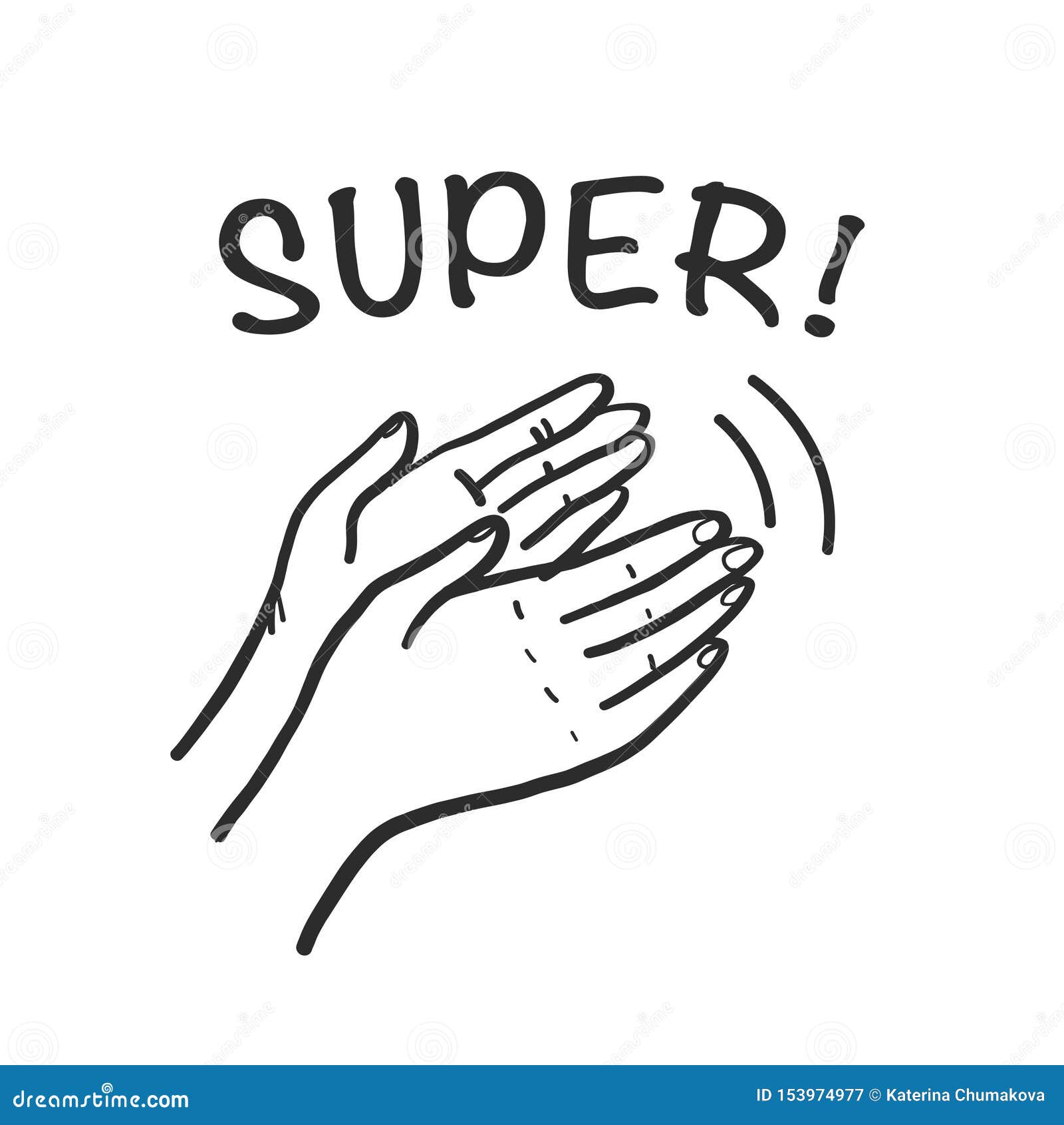 Vector Illustration of Applause Hand Drawn Doodle Human Hands Clapping ...