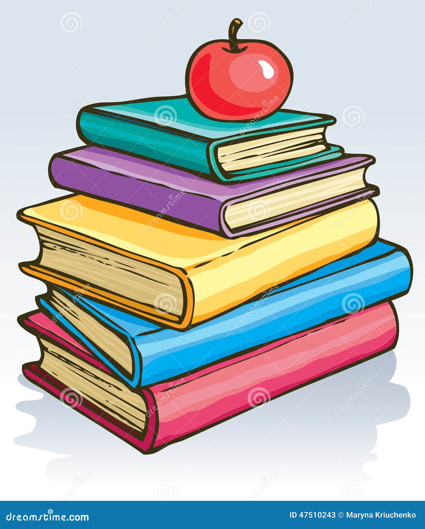 Vector Illustration. Apple on Books Stock Illustration - Illustration ...