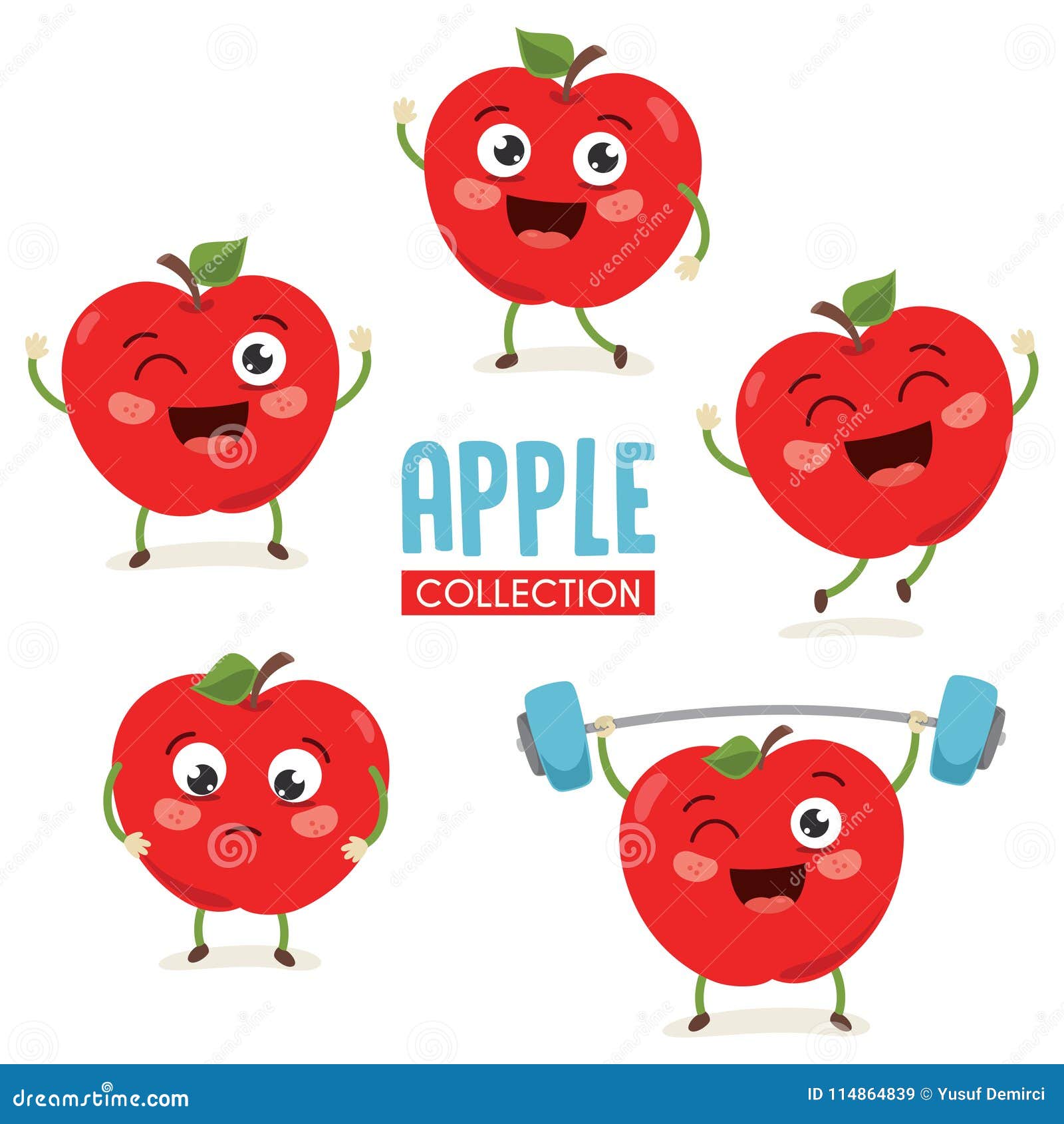 Vector Illustration of Apple Characters Stock Vector - Illustration of ...