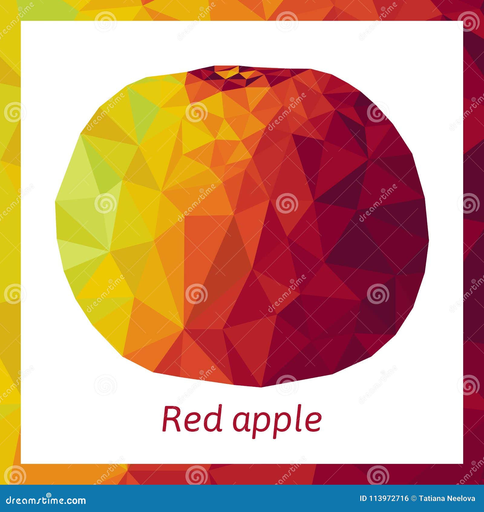 Vector Illustration of the Apple in Low Poly Style. Decorative ...