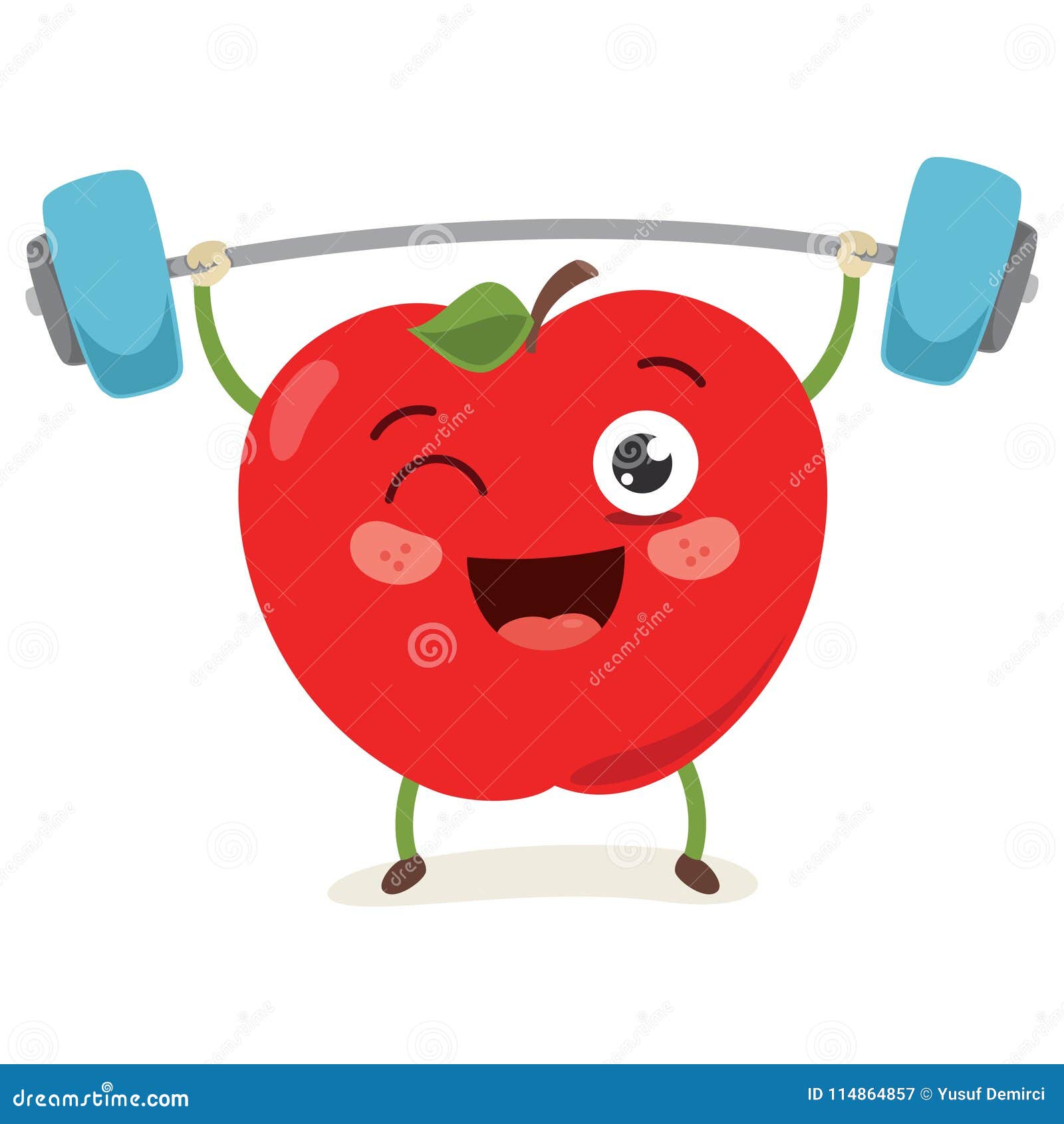 Vector Illustration of Apple Weight Lifting Stock Vector - Illustration ...