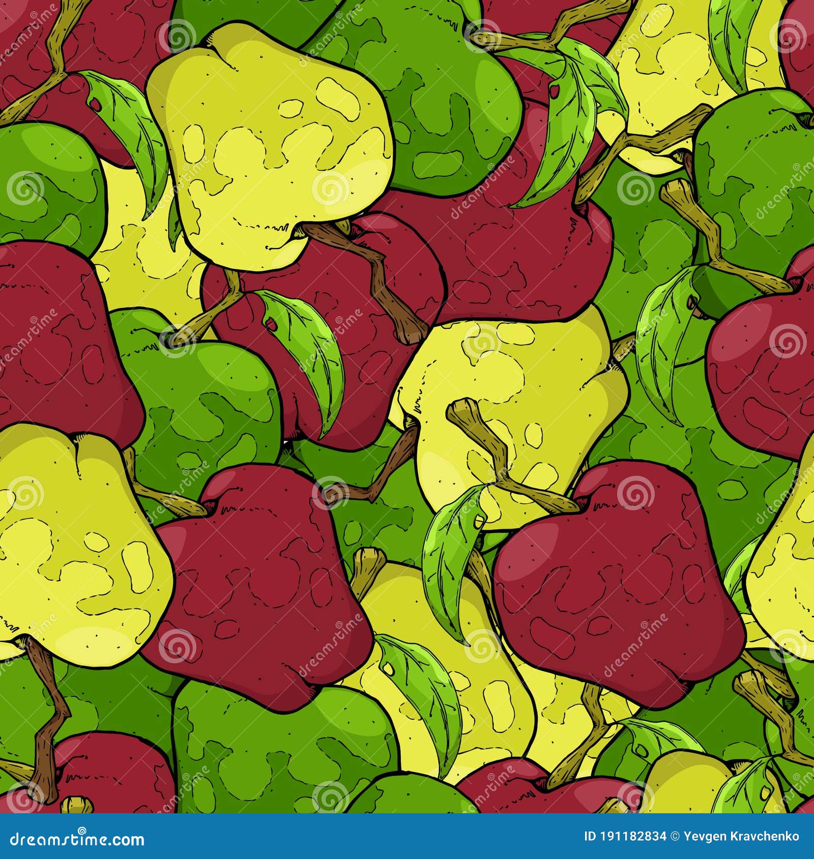 Seamless Pattern From Apples Vector Illustration Of Apples Seamless