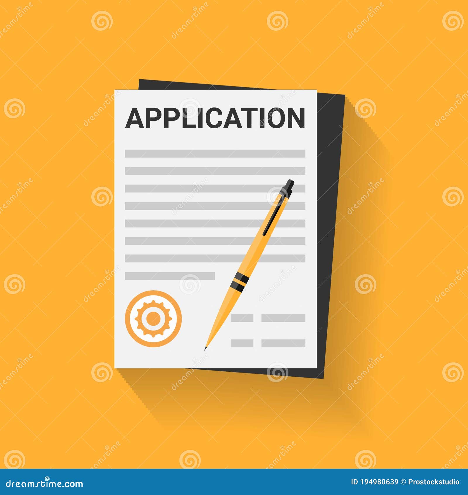 Vector Illustration of Application Form Paper Document with Stamp and ...