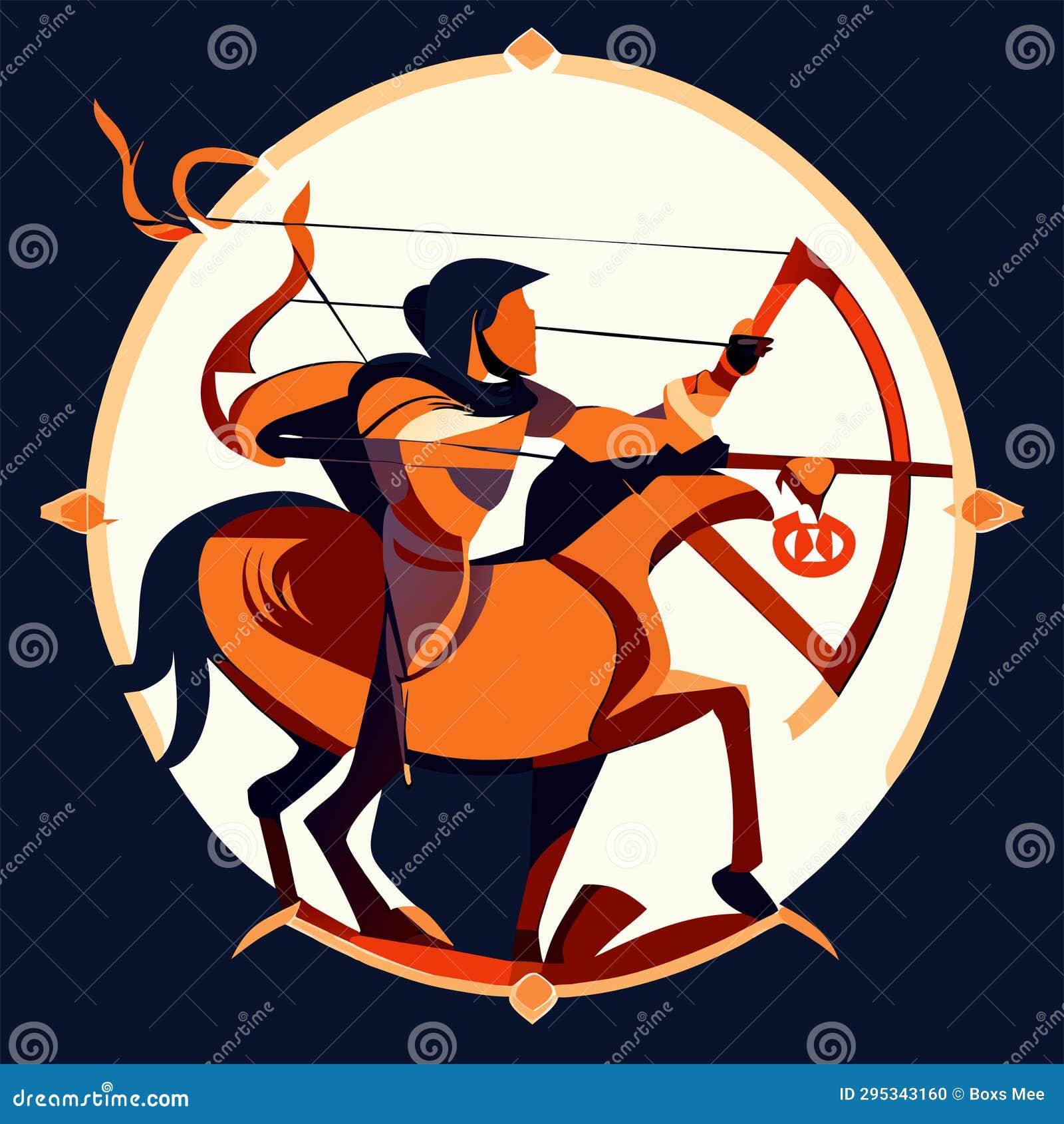 Vector Illustration of an Archer with a Bow and Arrow in a Circle ...