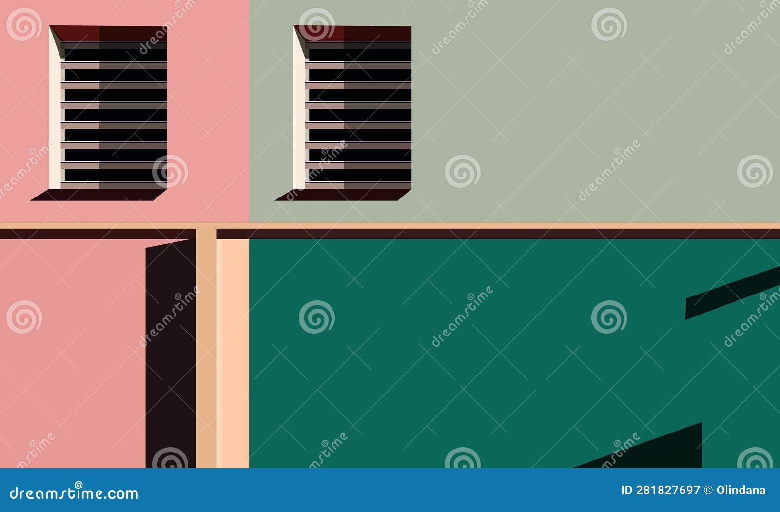 Vector Illustration Architectural Background Facade of Modern Colorful ...