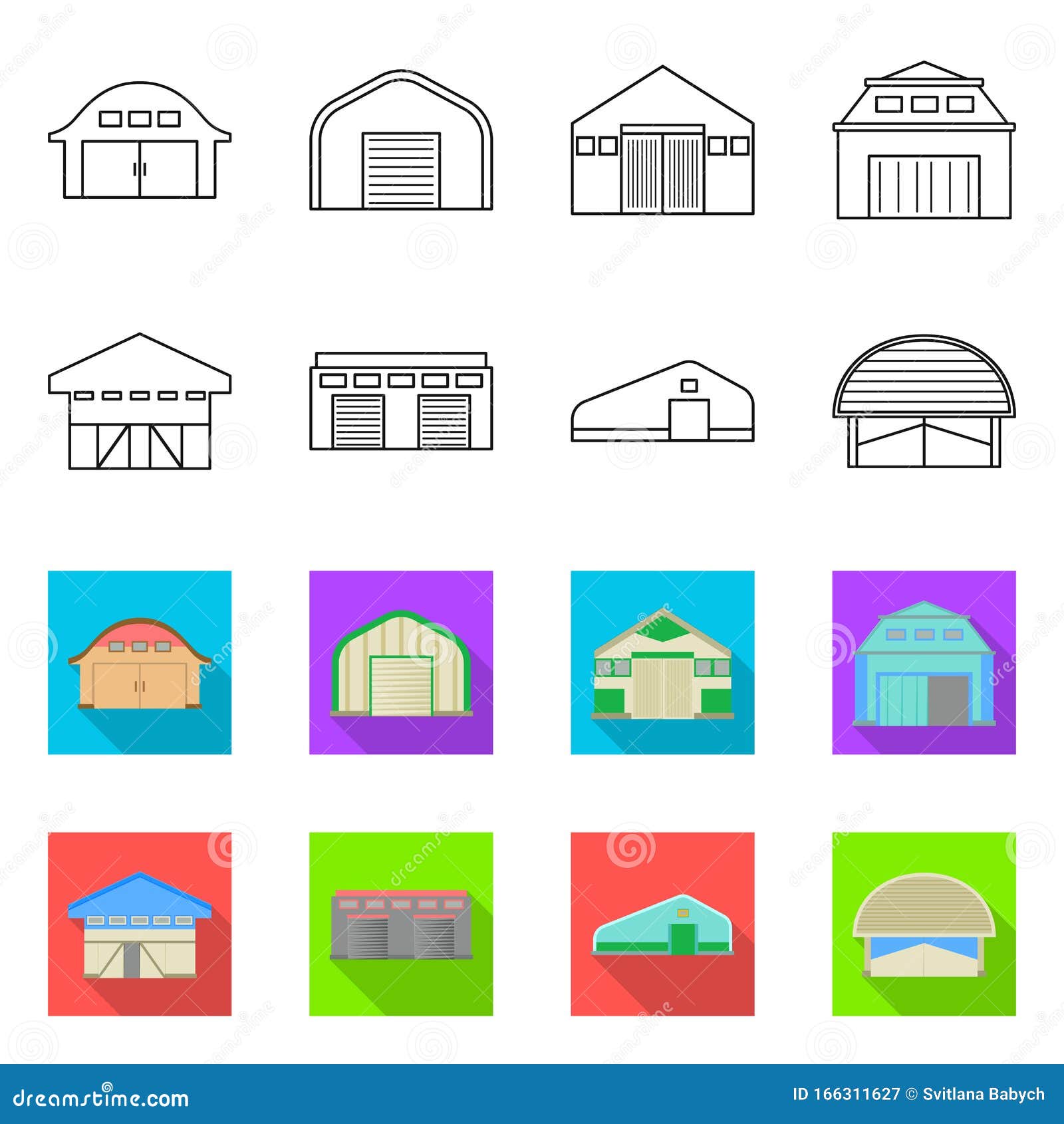 Vector Illustration of Architecture and Facade Symbol. Collection of ...