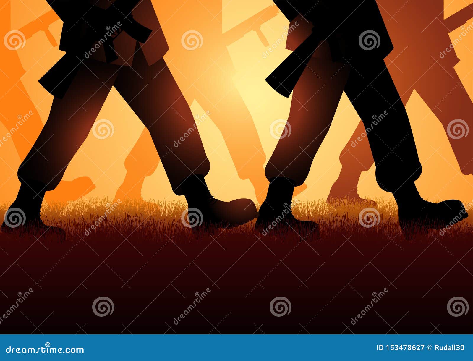 A Platoon Of Army Soldiers Marching In Uniform With Rifles Generated By ...