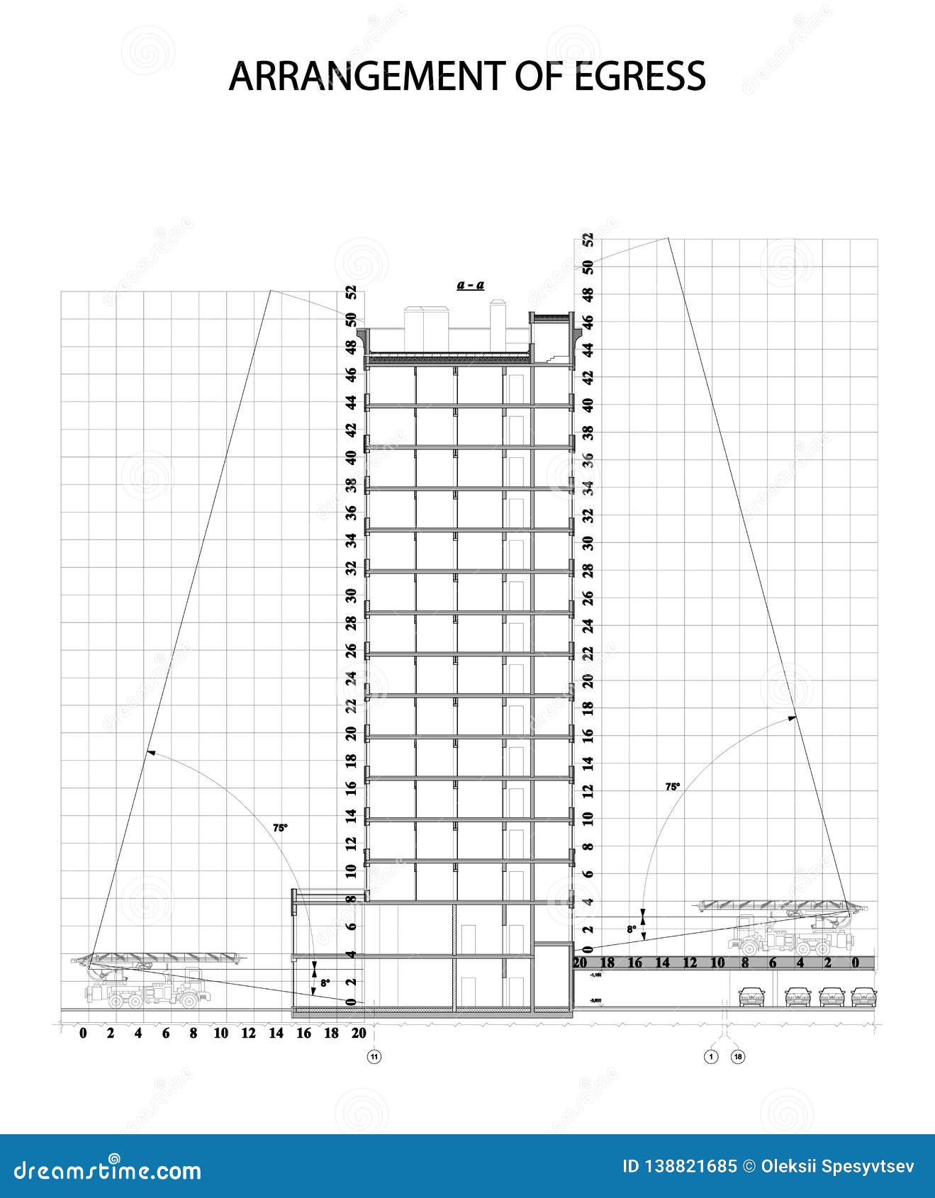 Vector Illustration of Arrangement Egress / Emergency Drawing ...