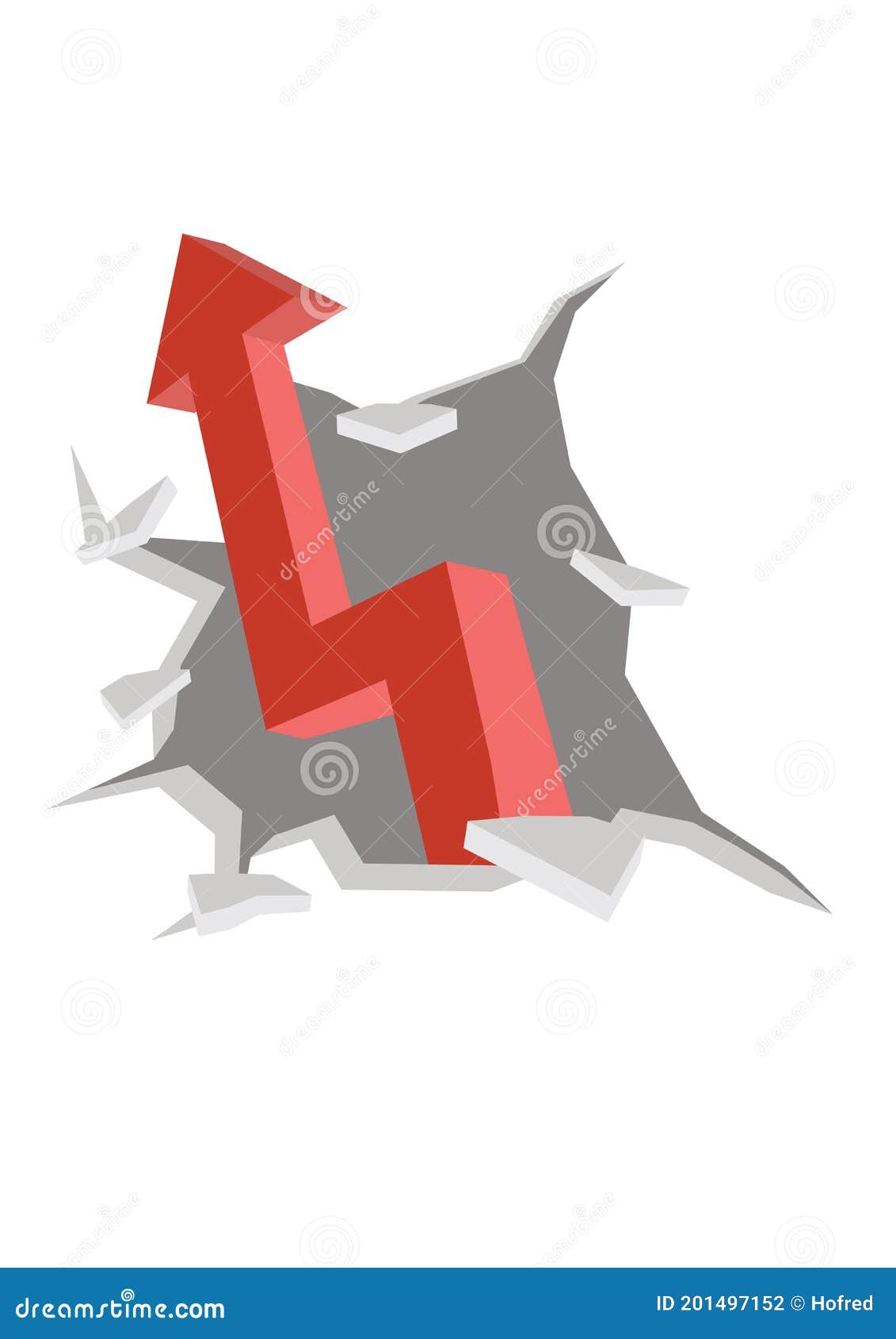 Vector Illustration of Arrow Breaking Break Wall Stock Vector ...