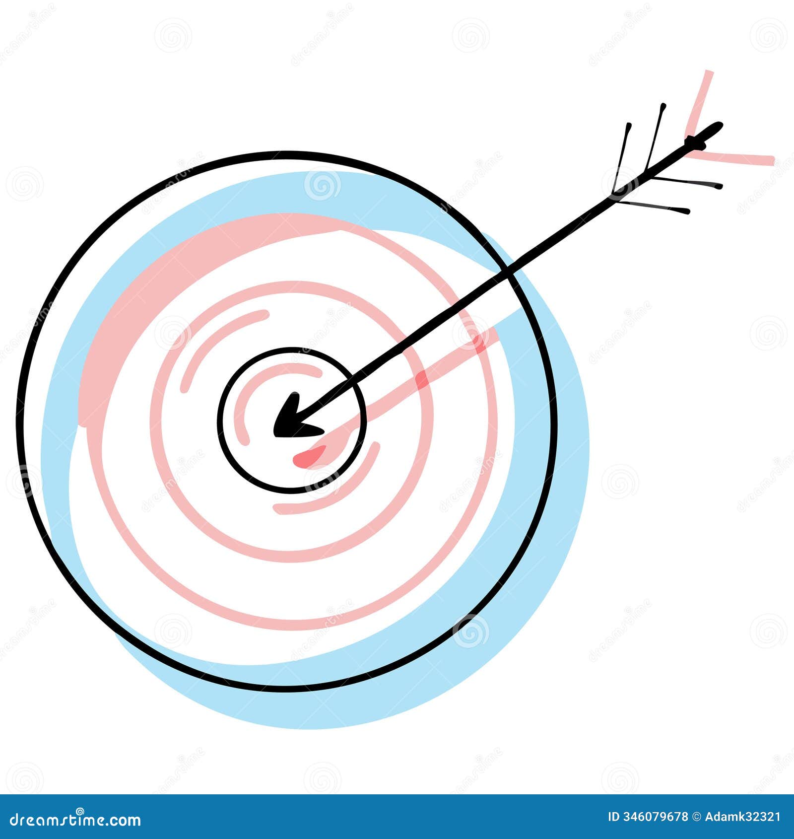 Vector Illustration of Arrow Hitting Bullseye Target Symbolizing ...