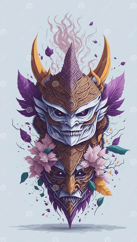 Vector Illustration Art of Two Faces Javanese Mask Stock Illustration ...