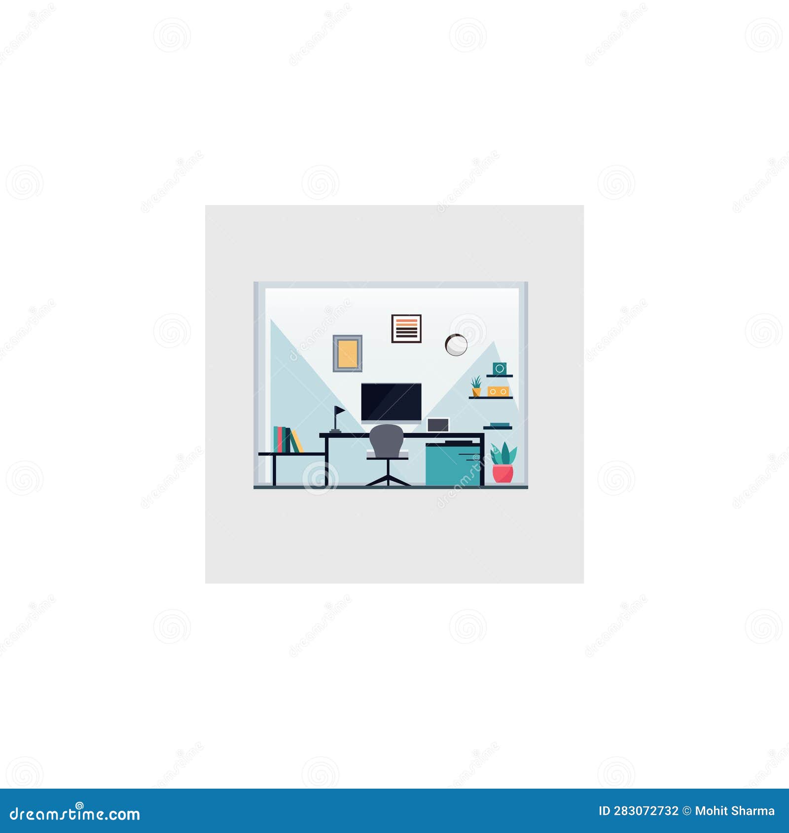 Vector Illustration Art a Workspace Inside the Room Stock Illustration ...