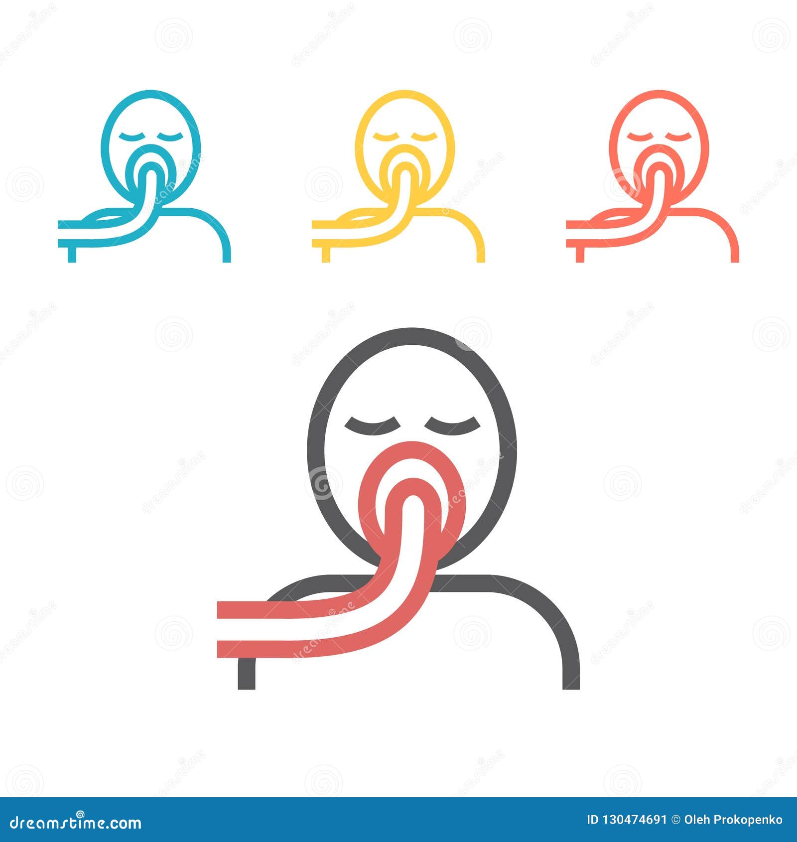 Vector Illustration of Artificial Ventilation by Airway Medical. Line ...