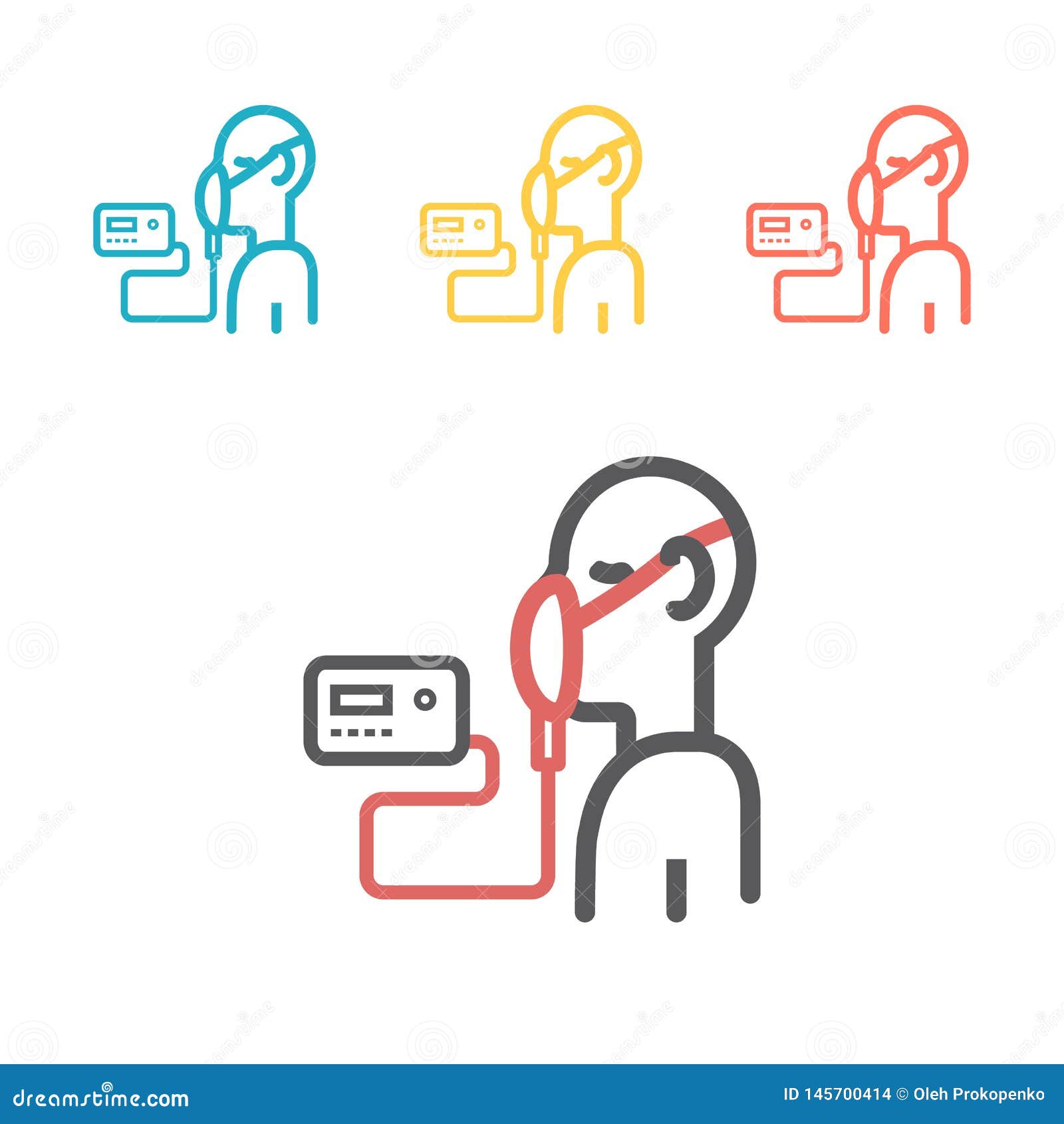 Vector Illustration of Artificial Ventilation by Airway Medical. Line ...