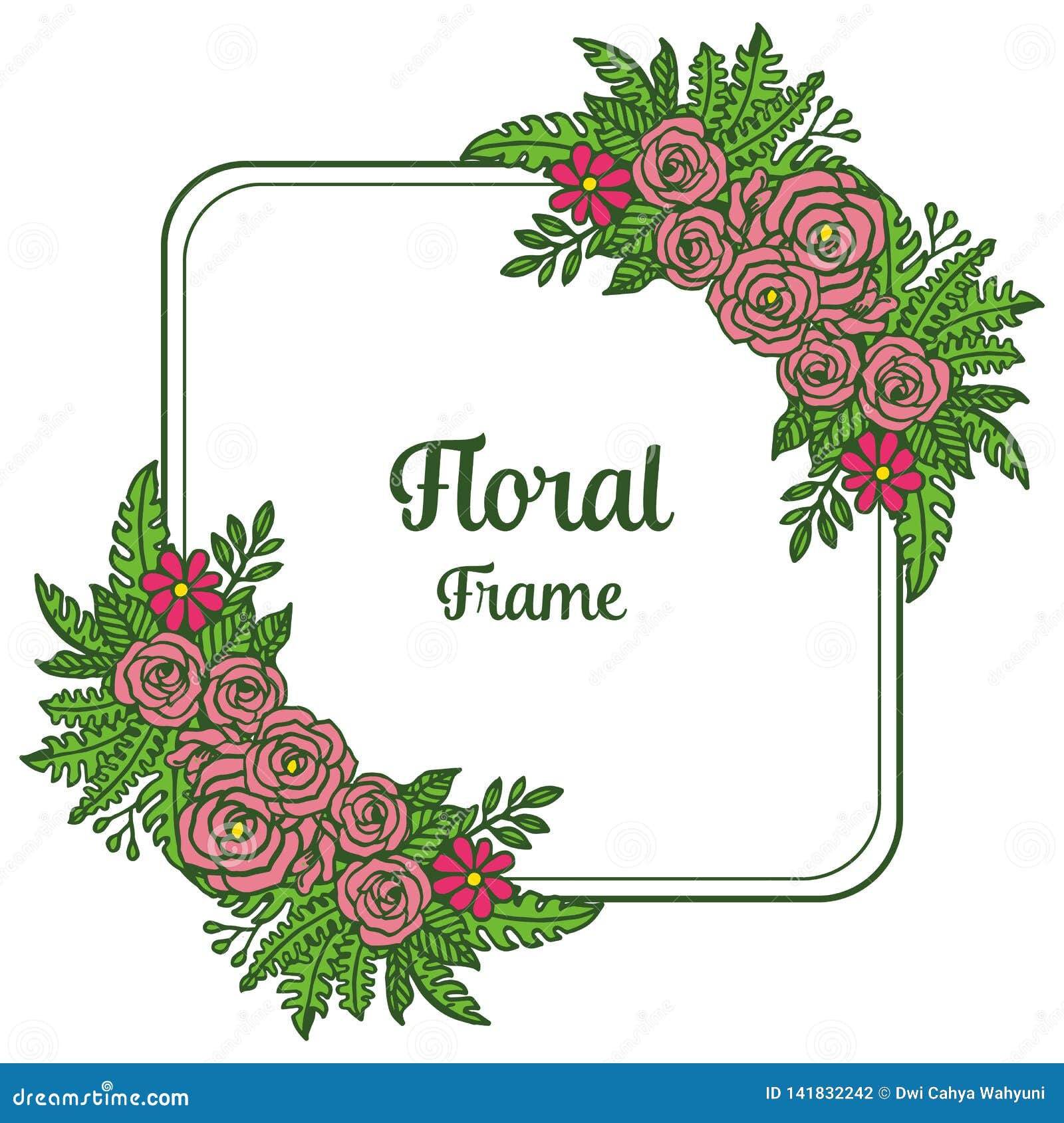Vector Illustration Artwork Frame Flower Rose Beautiful Stock Vector ...