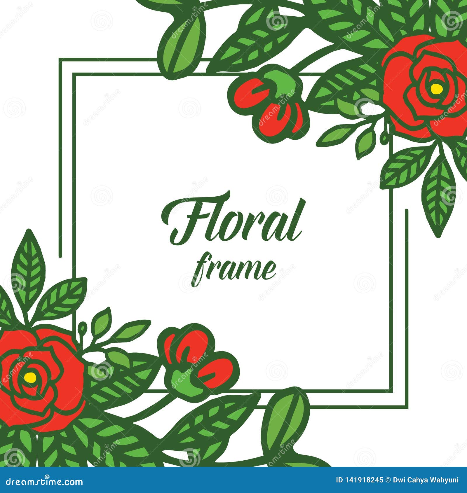 Vector Illustration Artwork Red Rose Wreath Frames Blooms Stock Vector ...