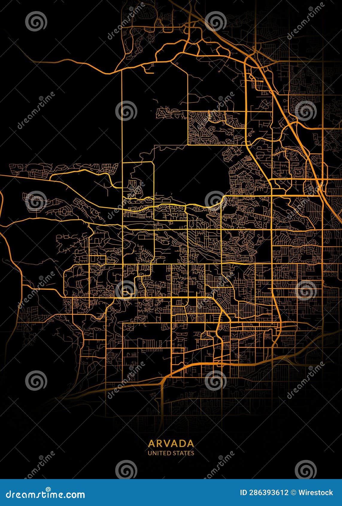 Vector Illustration of Arvada, USA, Featuring a Map of the City Stock ...