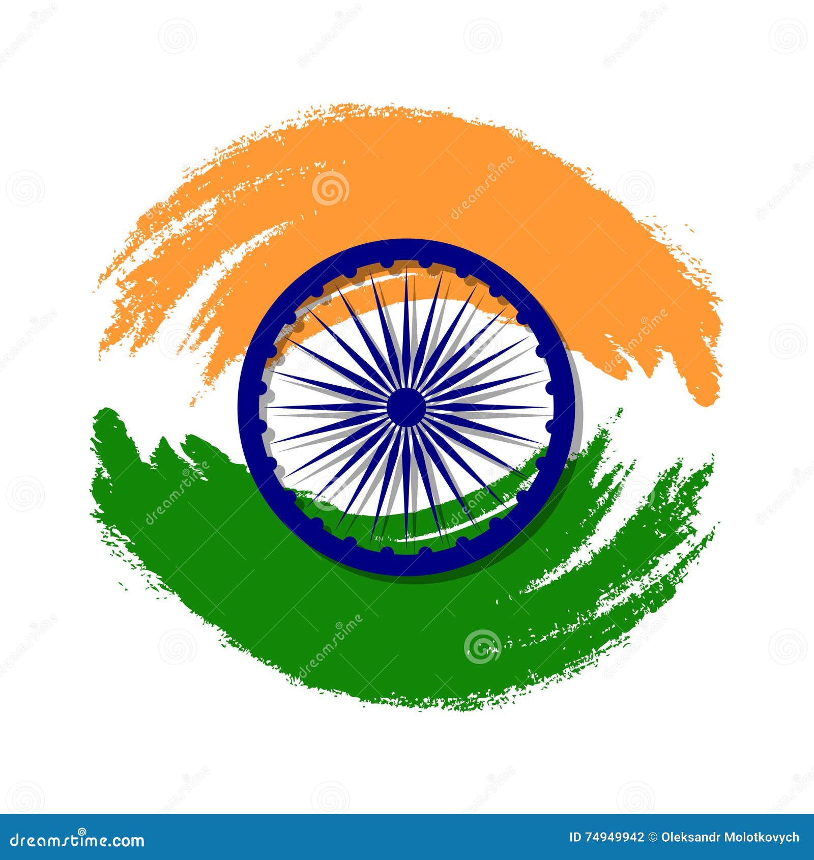 Vector Illustration of Ashoka Wheel with Two Color Stripes. Stock ...