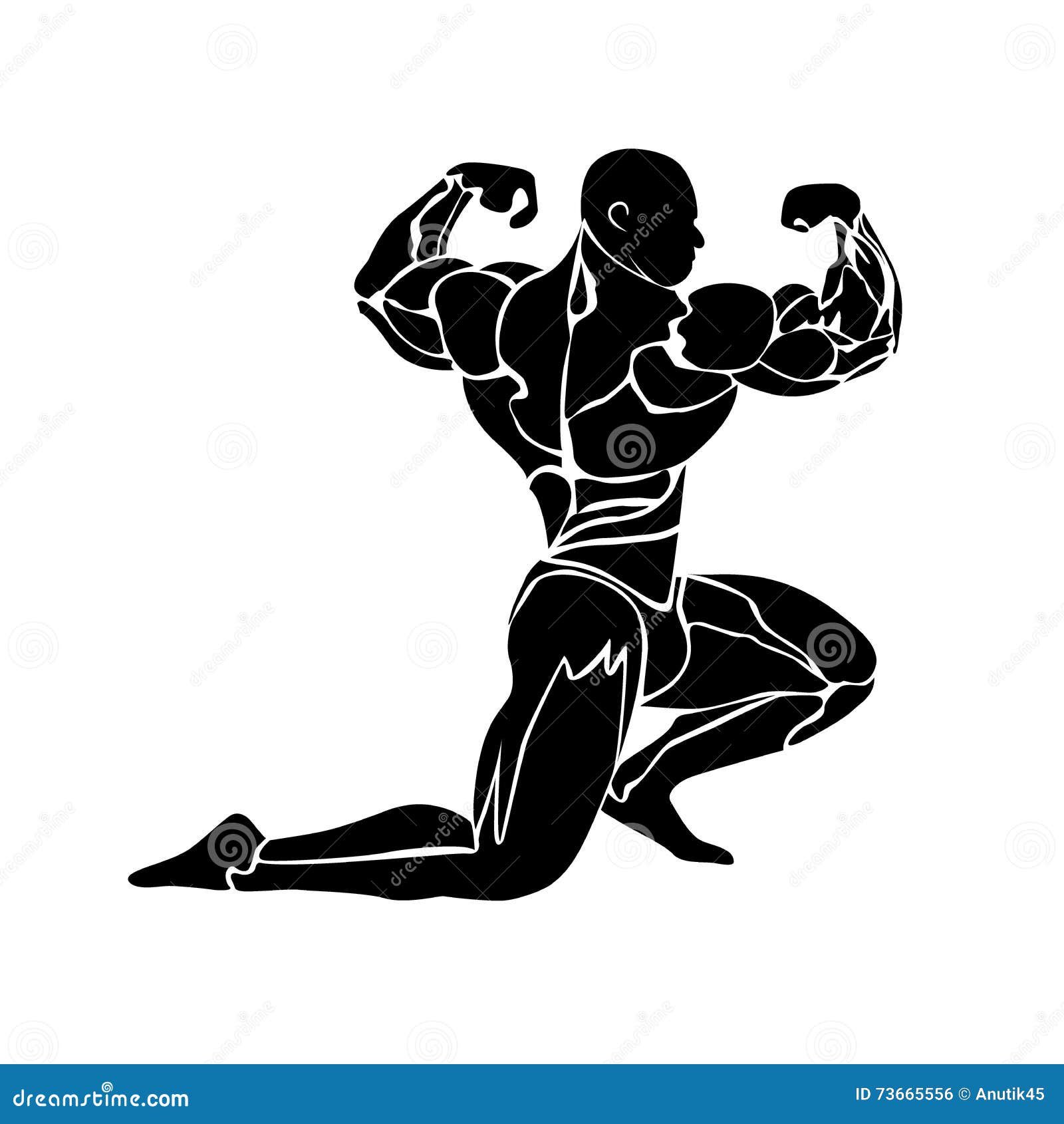 Vector Illustration of Athlete Icon, Strongman, Bodybuilding Concept ...